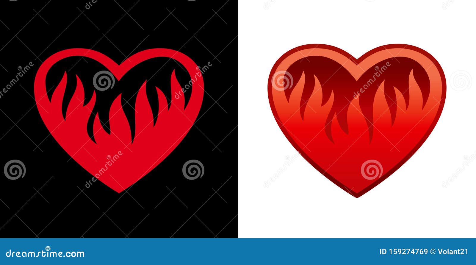 Burning Red Heart with Flame Inside Stock Vector - Illustration of ...