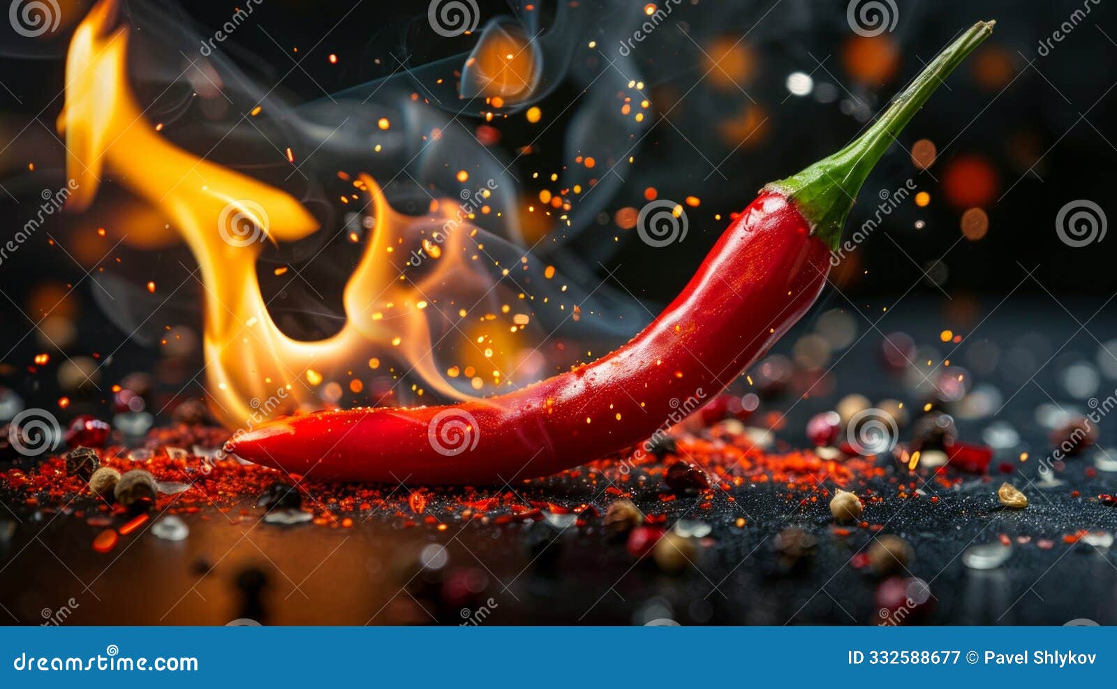 Burning Red Hot Chili Pepper Stock Image - Image of ingredient, mexican ...