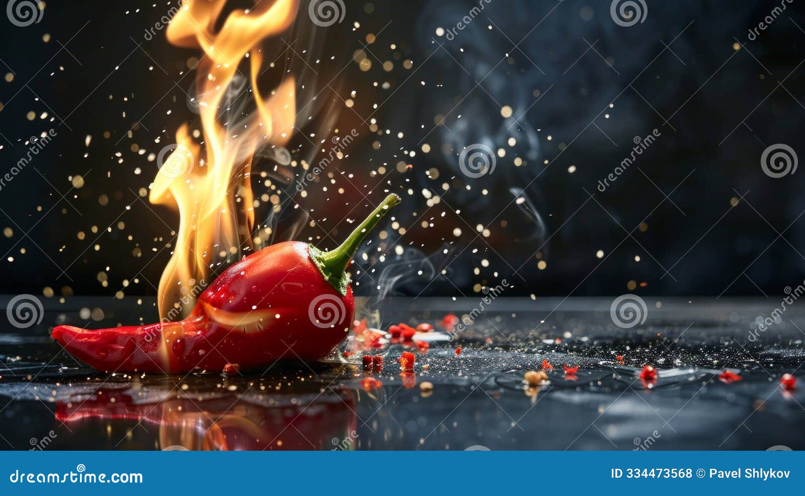 Burning Red Hot Chili Pepper Stock Photo - Image of burning, cook ...