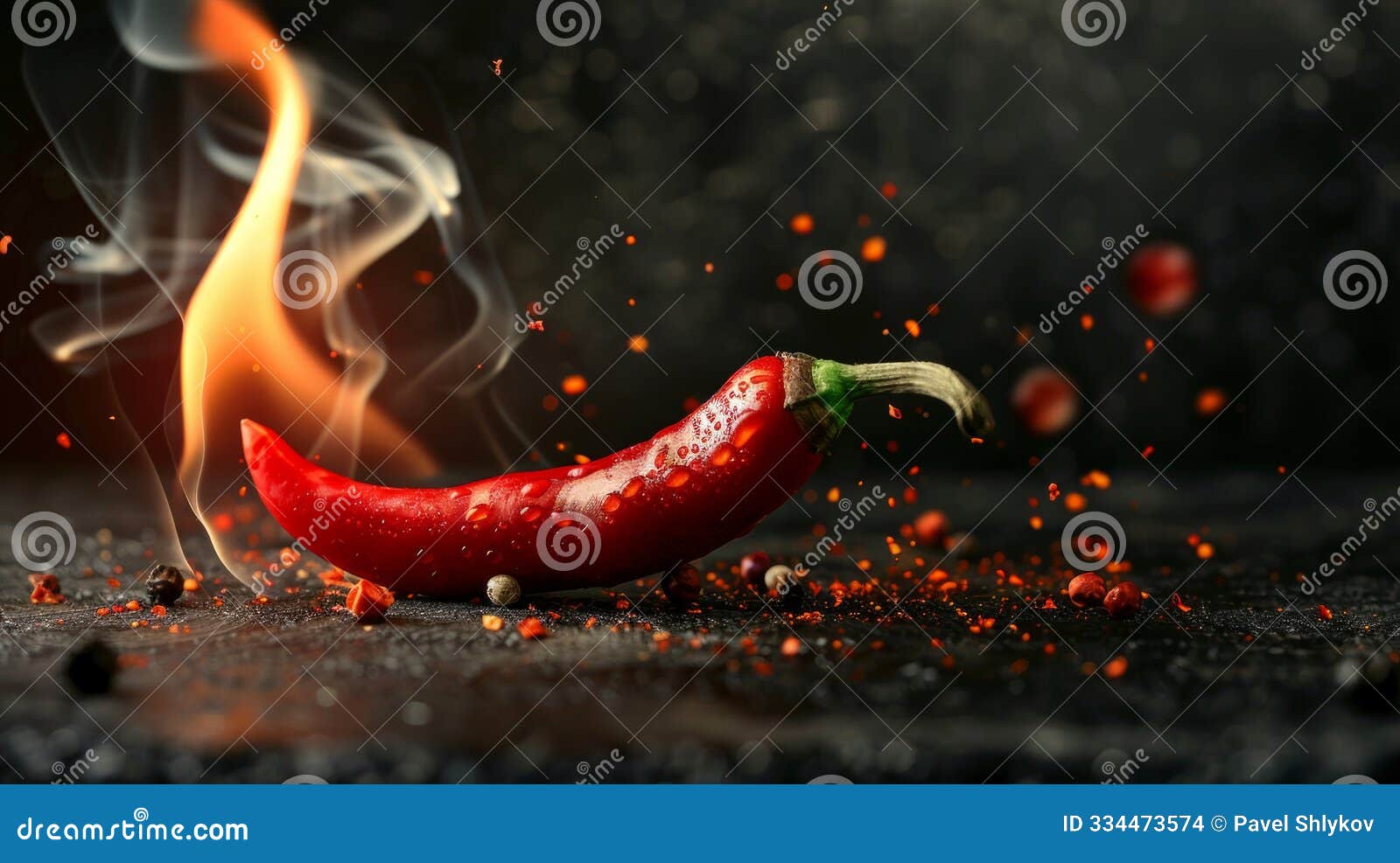 Burning Red Hot Chili Pepper Stock Photo - Image of plant, sauce: 334473574