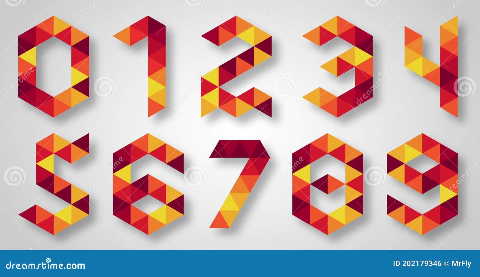 Burning Red Low Poly Numbers, Vector Illustration Stock Vector ...