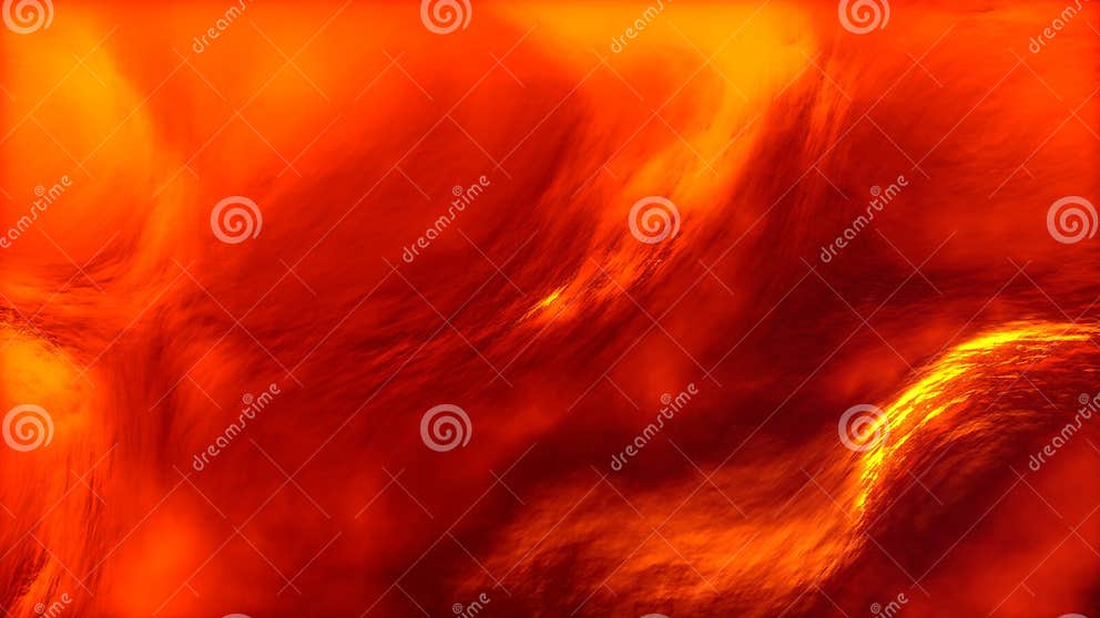 Burning Red and Orange Strange Forms Surface - Abstract 3D Illustration ...