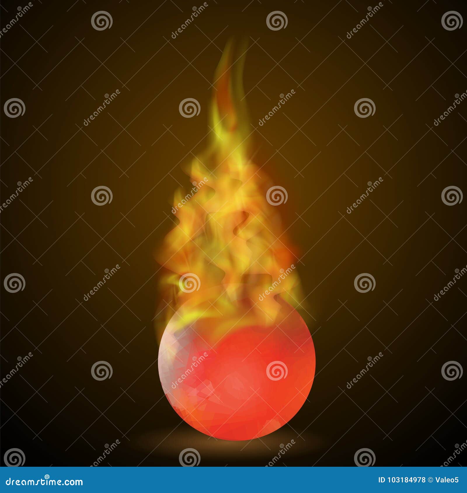 Burning Red Ball on Fire Flame Stock Illustration - Illustration of ...