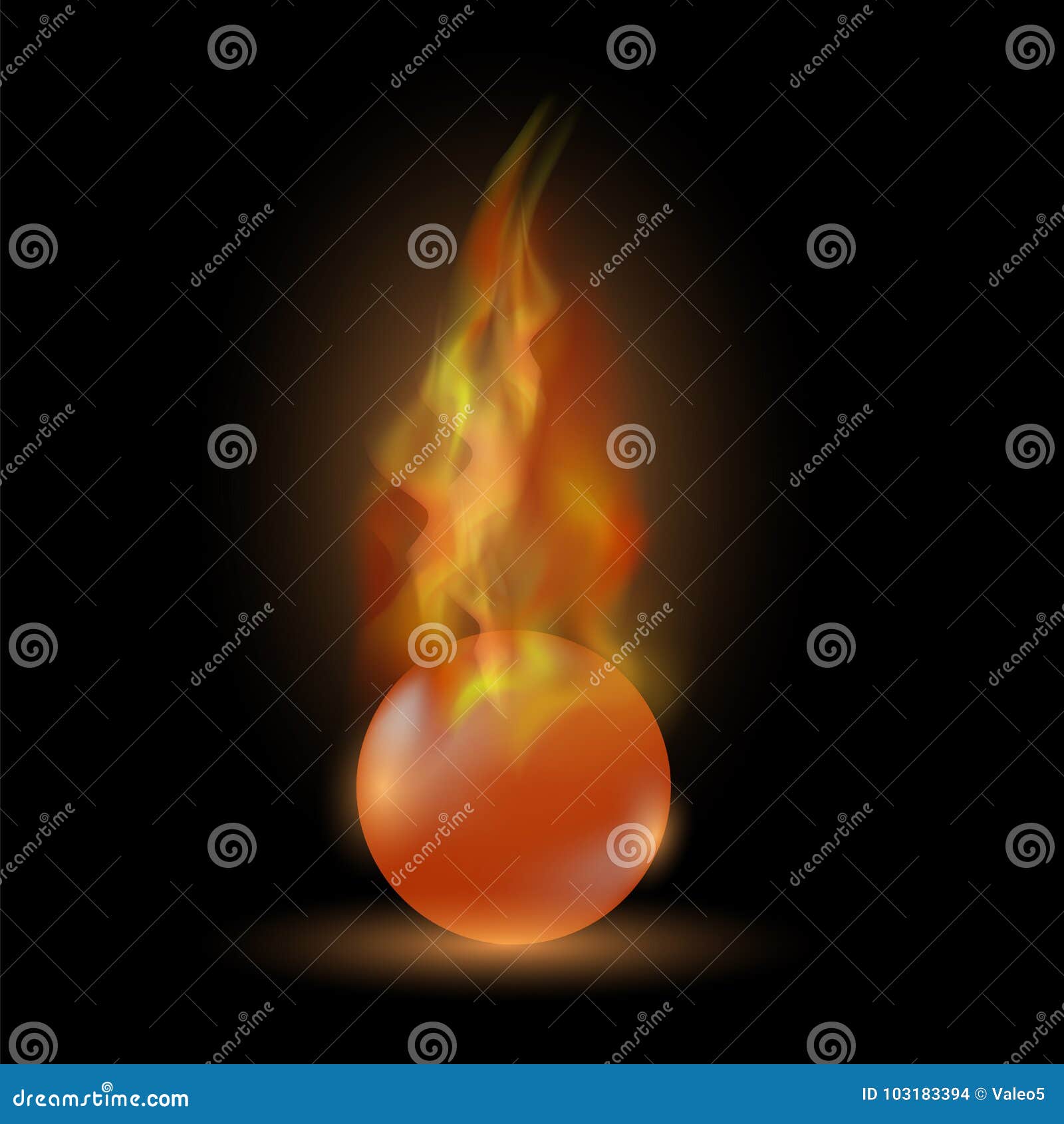 Burning Red Sphere. Ball on Fire Flame Stock Illustration ...