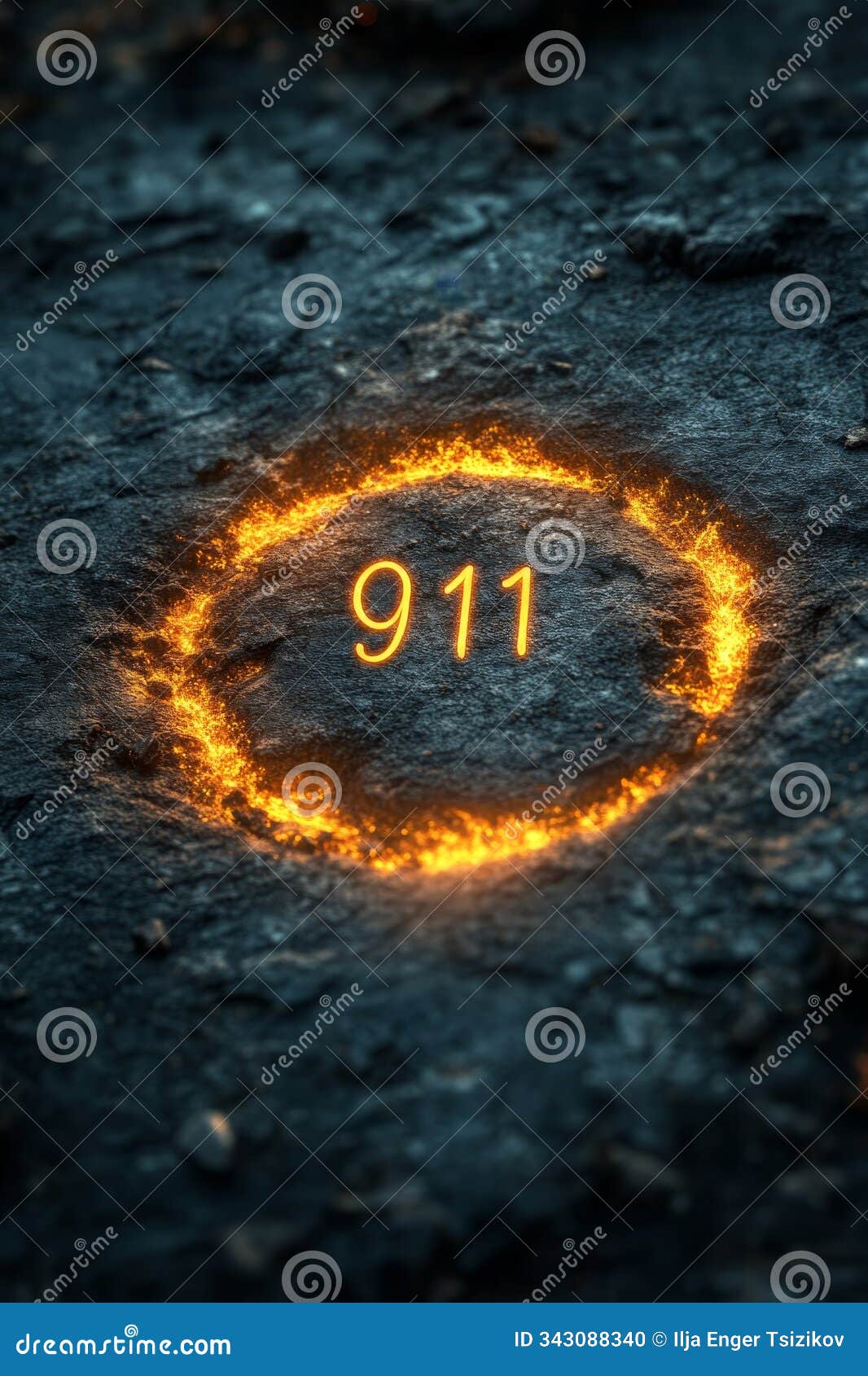 Burning Ring of Fire with 911 Emergency Number, a Powerful ...