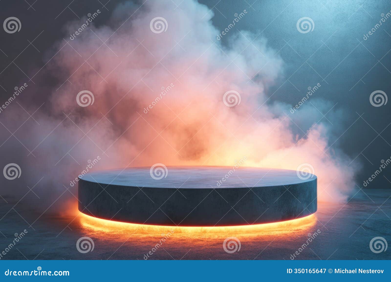 Burning Podium For Product Presentation. Mockup Hot Pedestal Background ...