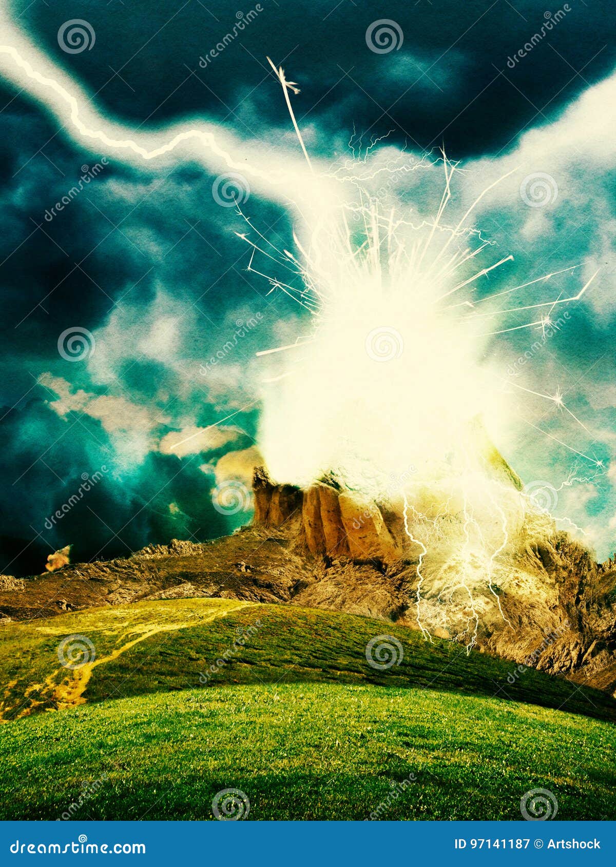 Burning Rock Abstraction stock illustration. Illustration of lava ...