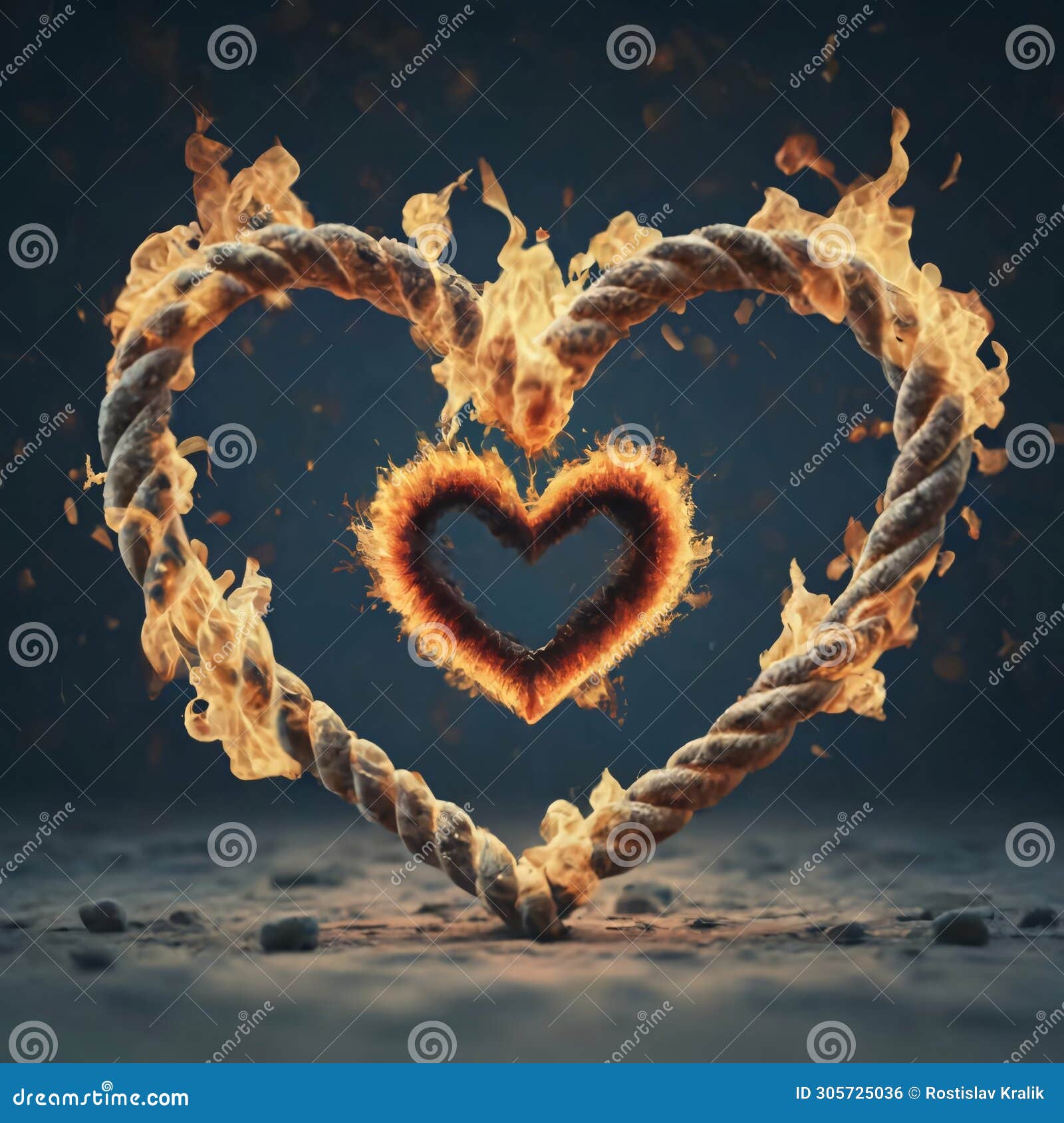 Burning Rope in Rainbow Heart Shape Stock Illustration - Illustration ...