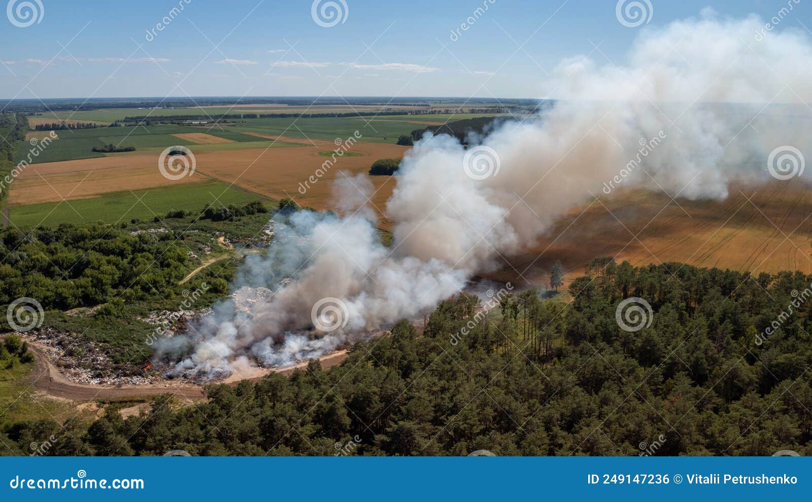 Burning Rubbish Dump. City Dump on Fire Stock Photo - Image of garbage ...