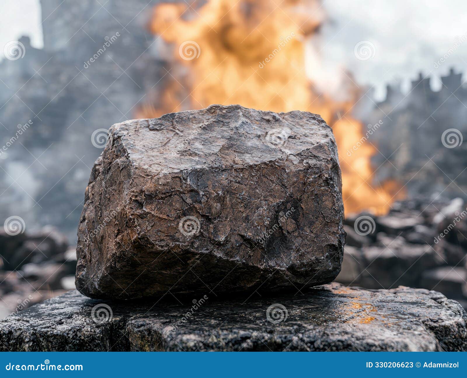 Burning Rubble and Debris in the Aftermath of an Explosion Stock ...