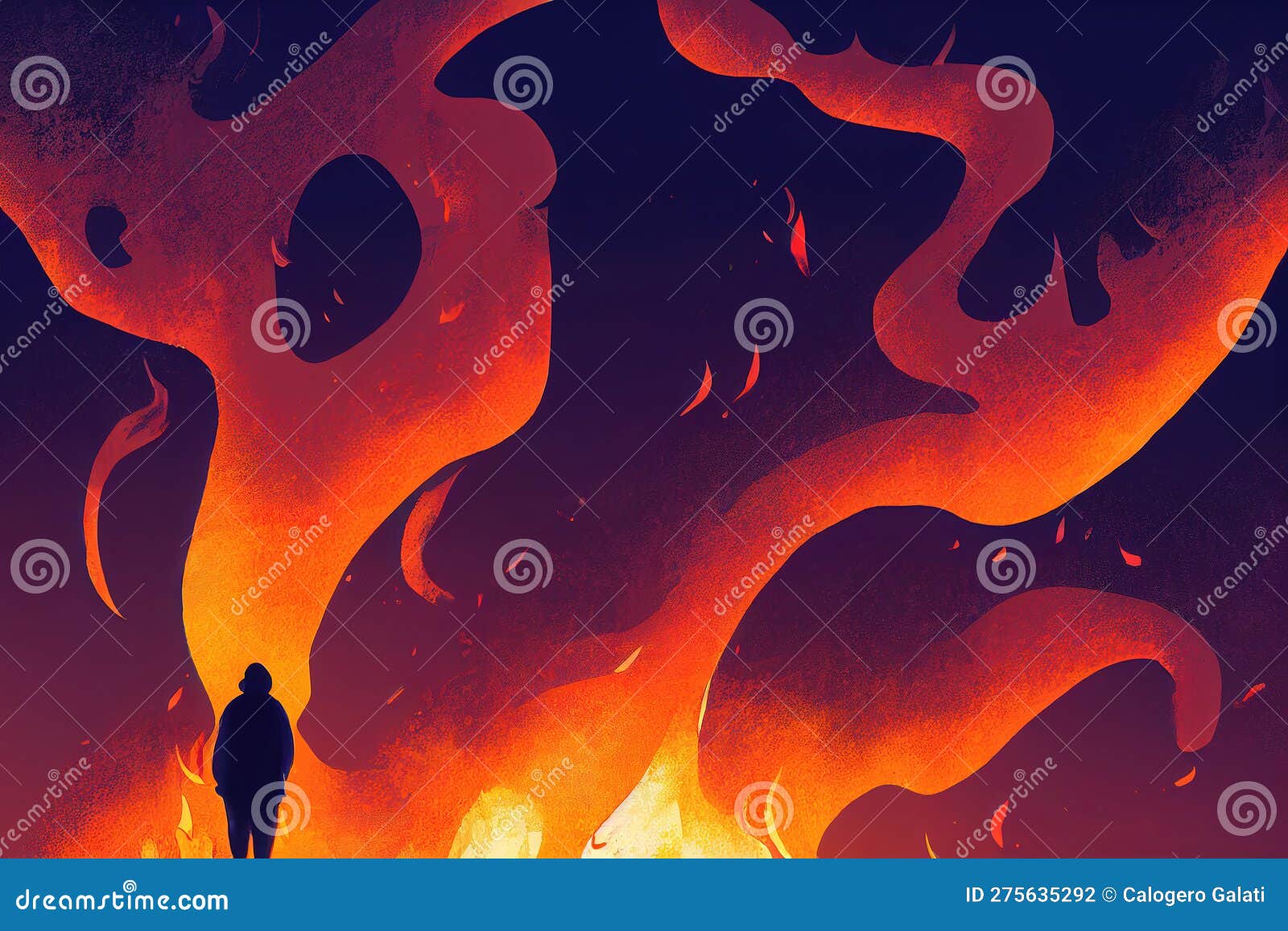 A Burning Scenery Illustration, Cartoon Art, Ai Generated Image Stock ...