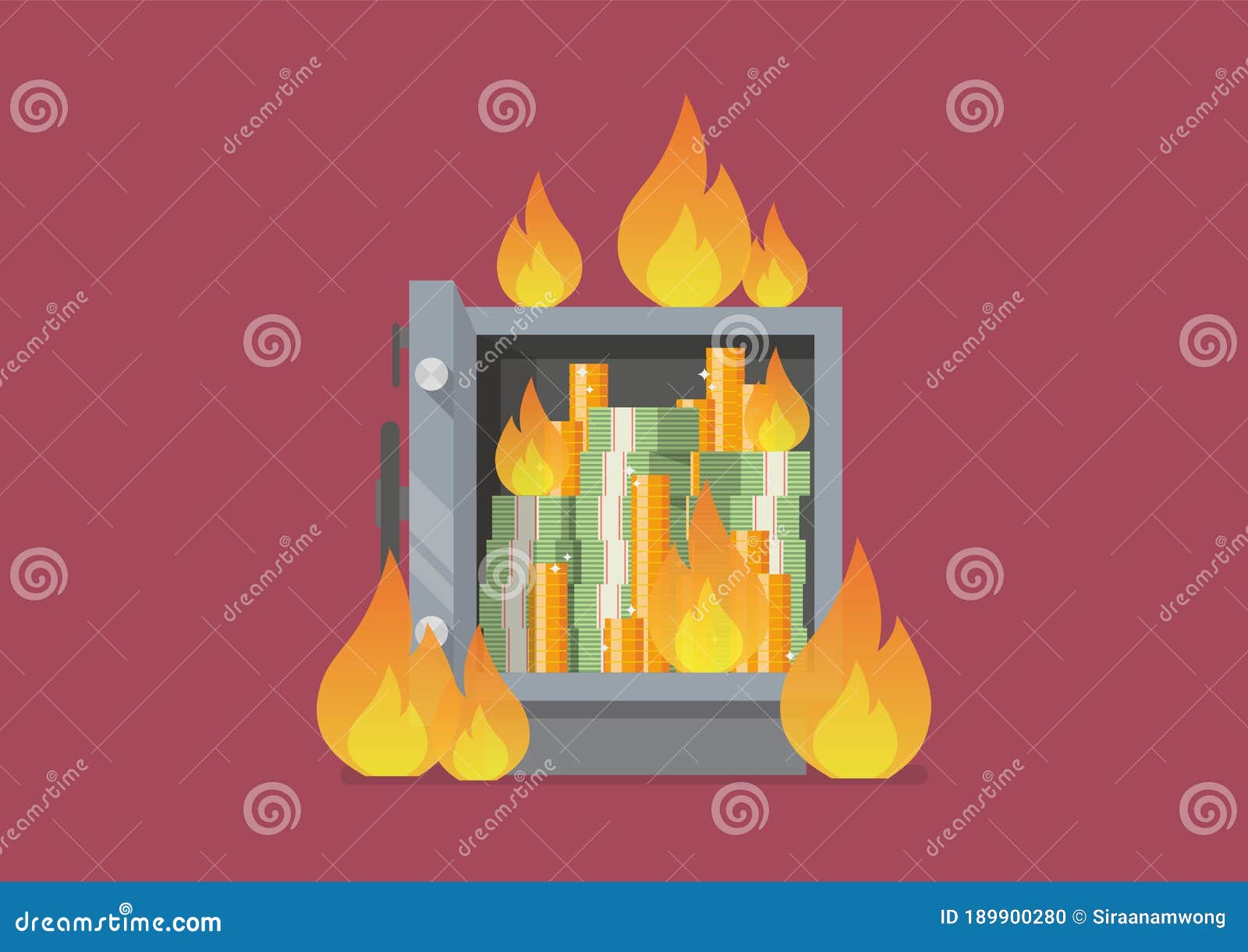 Burning Security Metal Safe Stock Vector - Illustration of metal ...