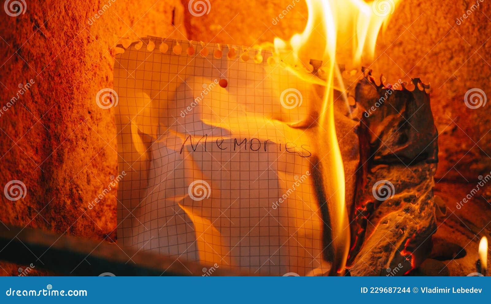 Burning Sheet of Paper with Handwritten Memories Text Stock Photo ...