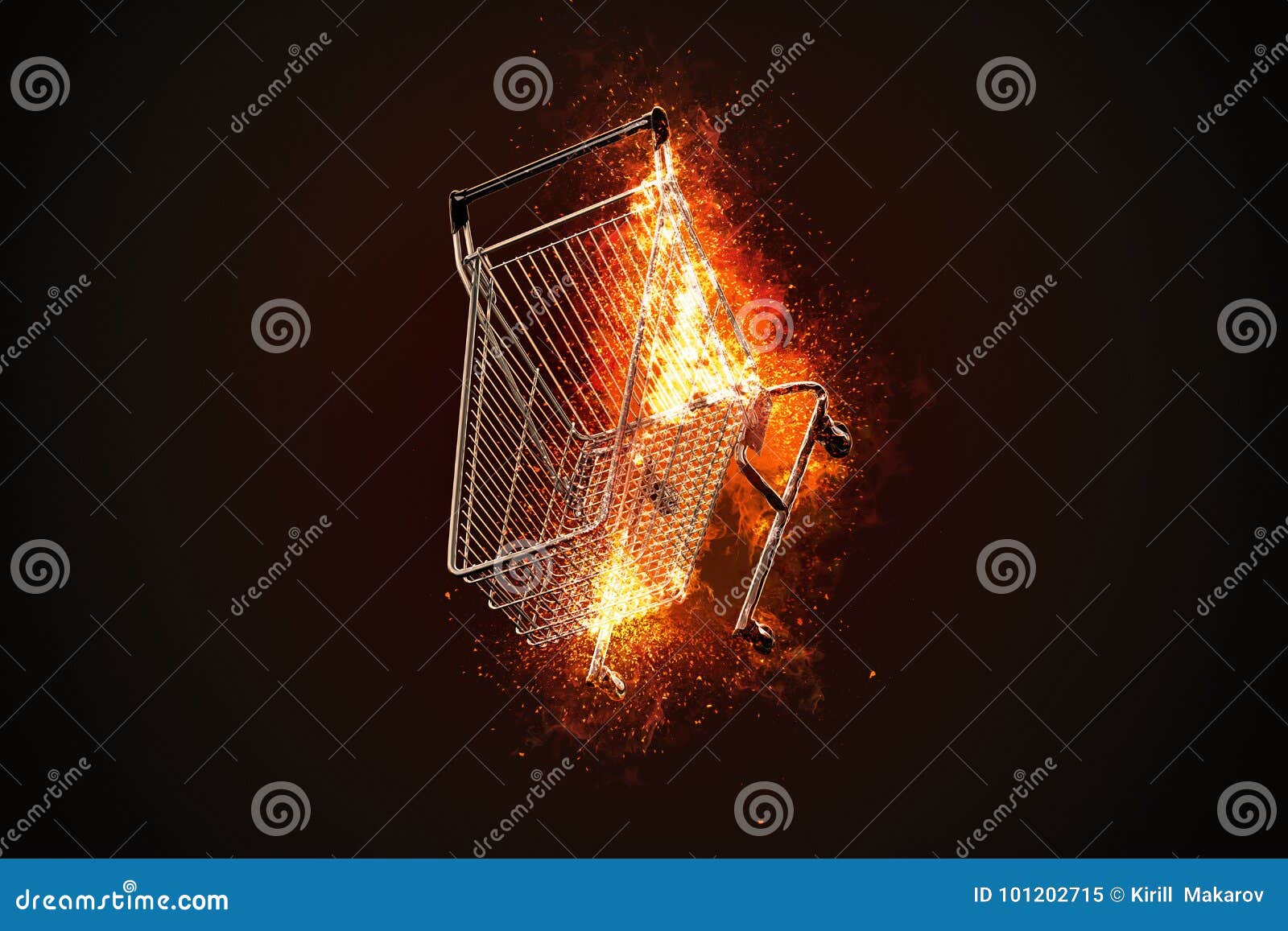 Burning Shopping Cart. 3D Illustration Stock Illustration ...