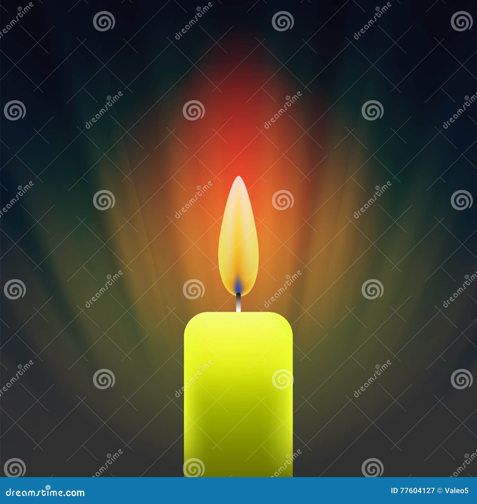 Burning Single Yellow Candle Stock Vector - Illustration of hope, light ...