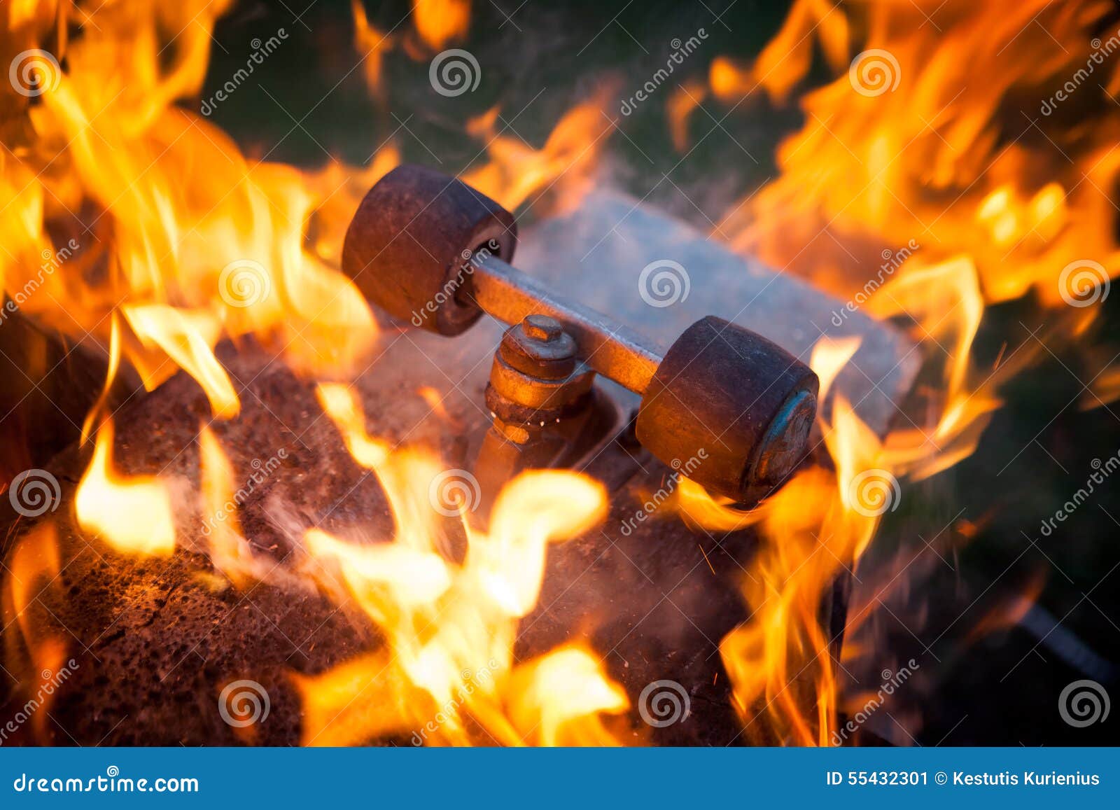 Burning skateboard stock image. Image of adolescents - 55432301