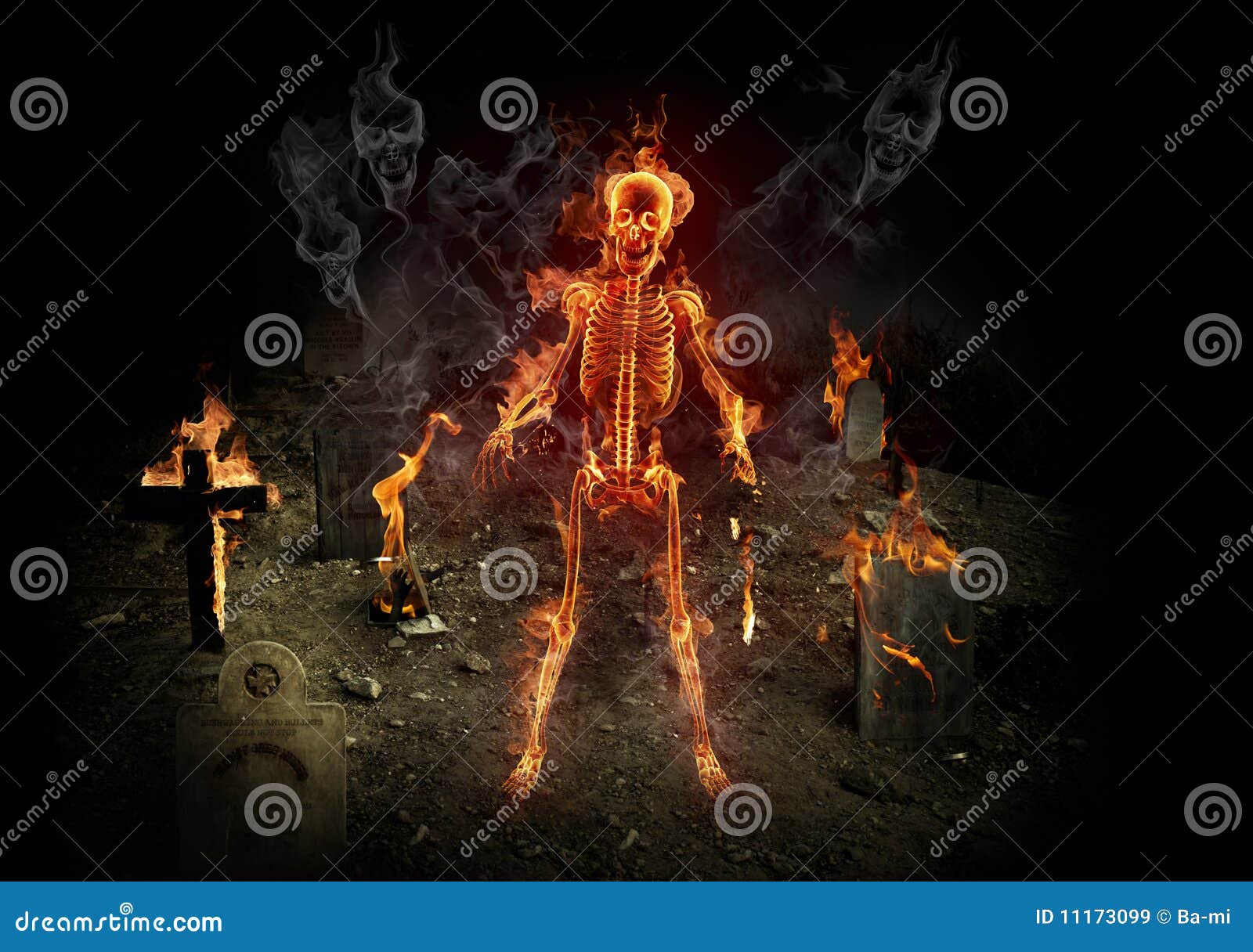 Burning skeleton stock illustration. Illustration of holiday - 11173099