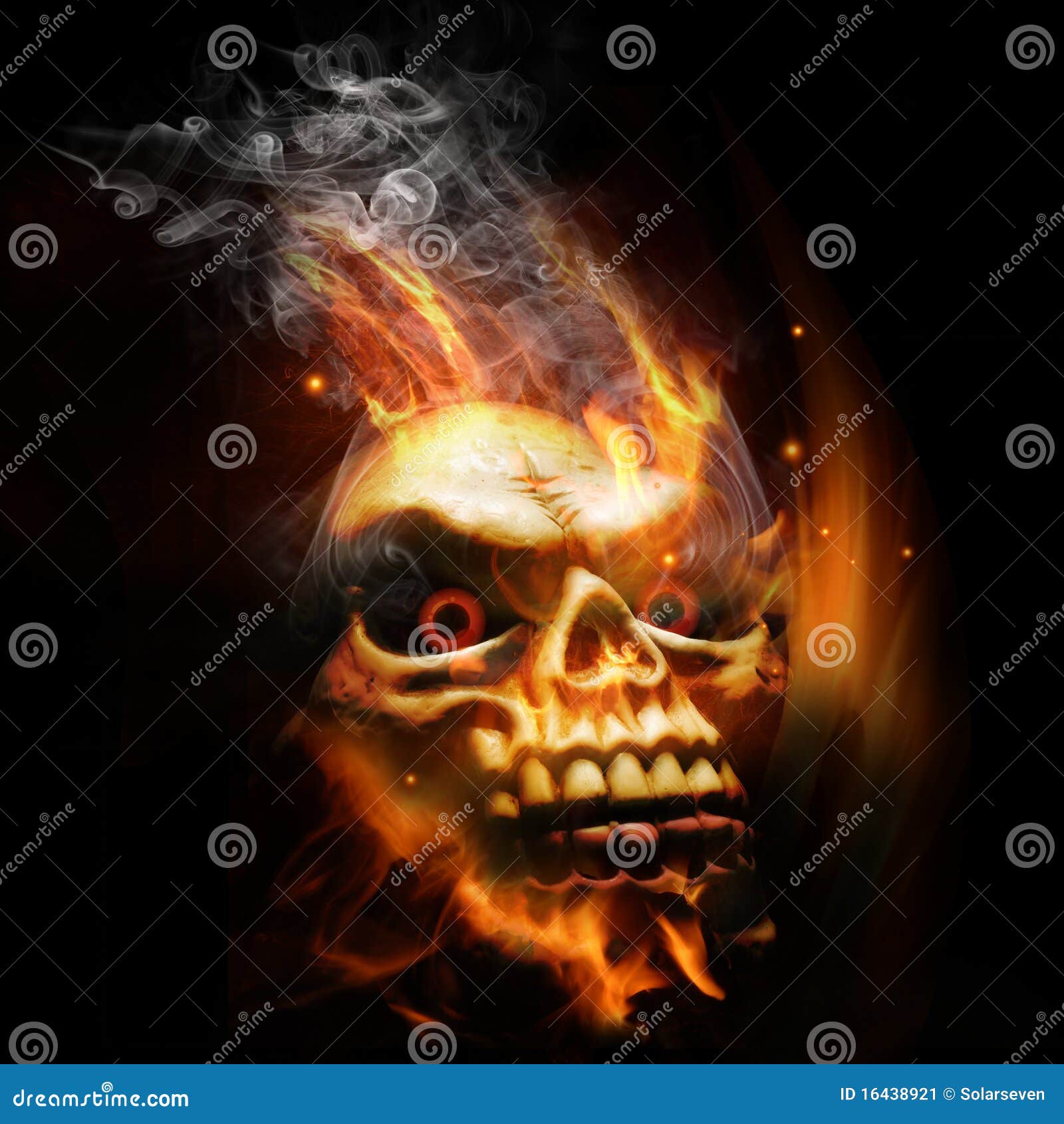 Burning Skull stock illustration. Illustration of skeleton - 16438921