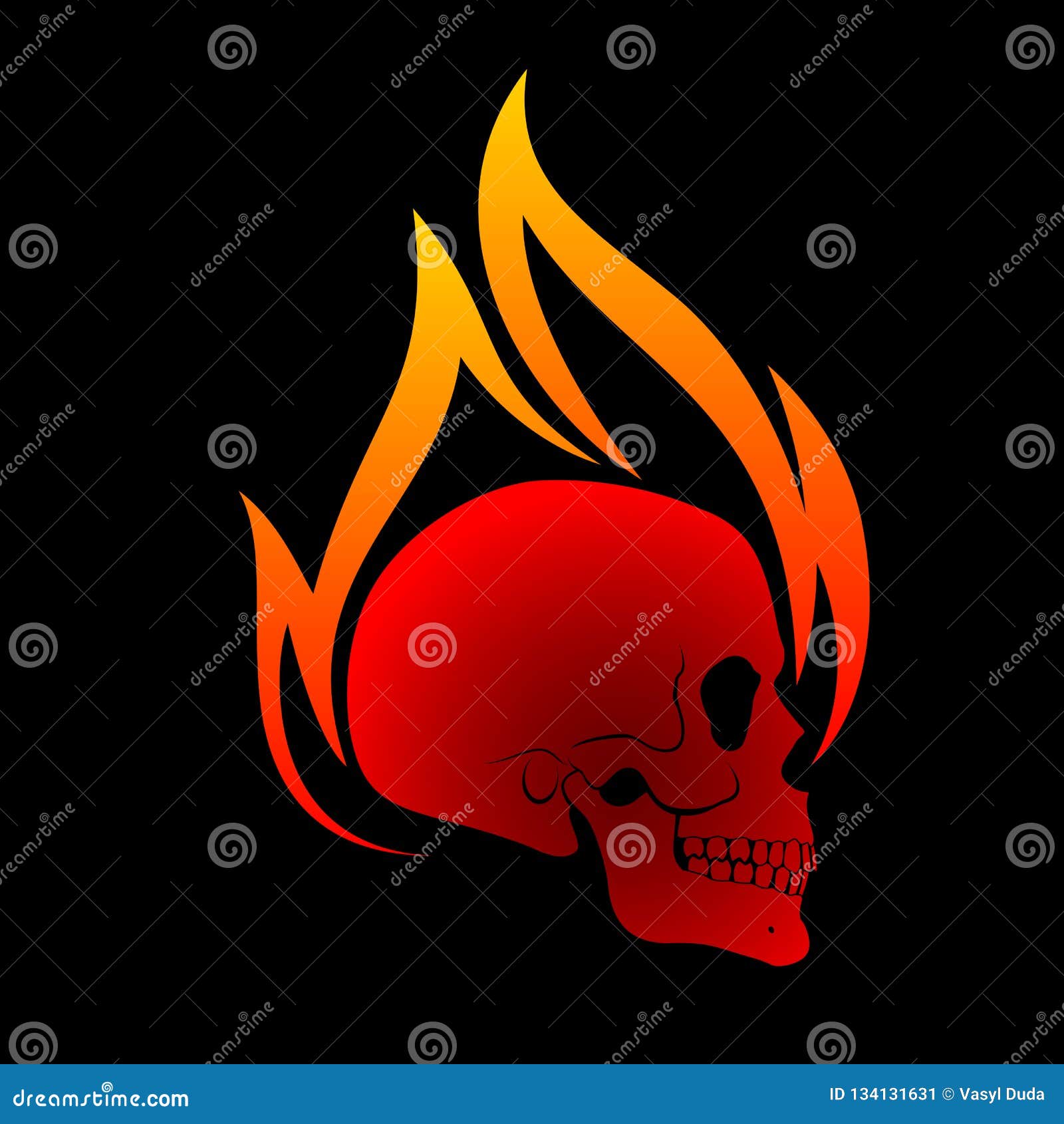 Burning Skull stock vector. Illustration of graphic - 134131631