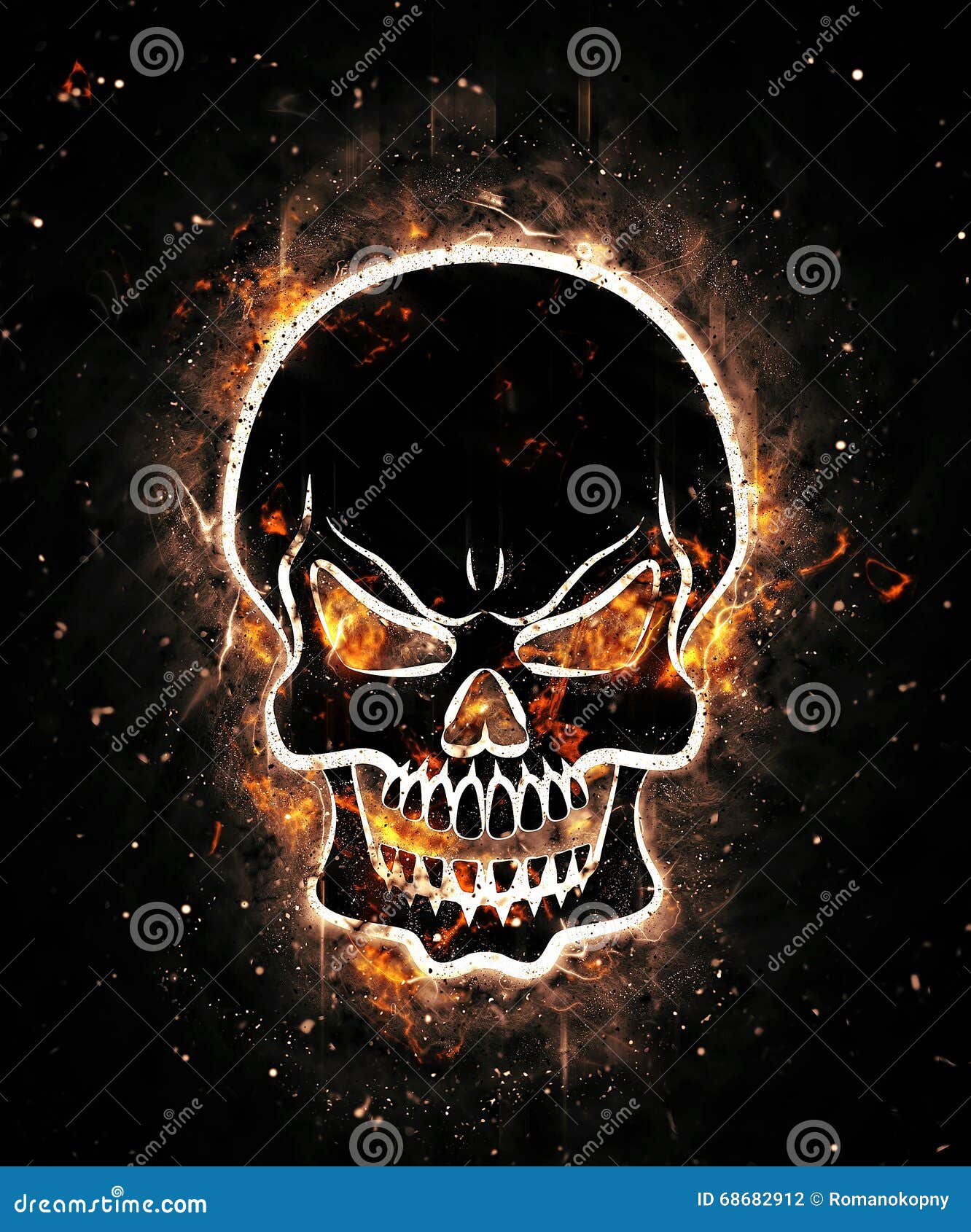 Burning skull stock illustration. Illustration of shiny - 68682912