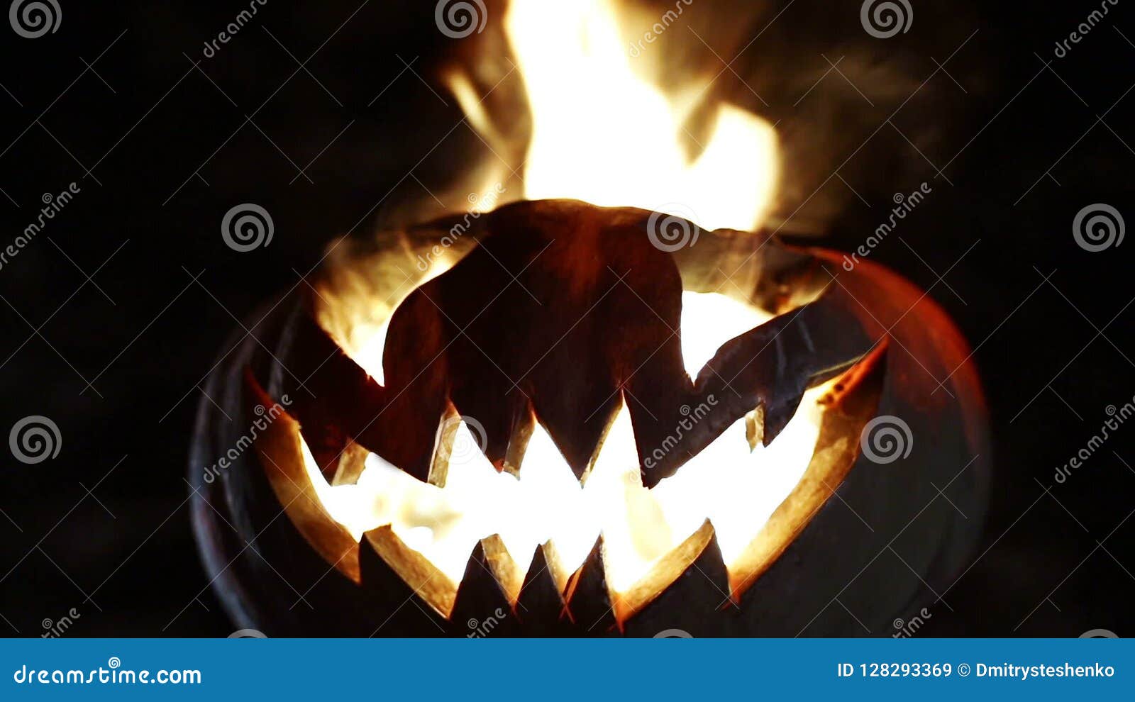 Burning Smile Pumpkin on Halloween. Looped Stock Video - Video of ...
