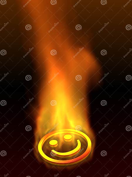Burning smiley icon stock illustration. Illustration of fire - 6996746