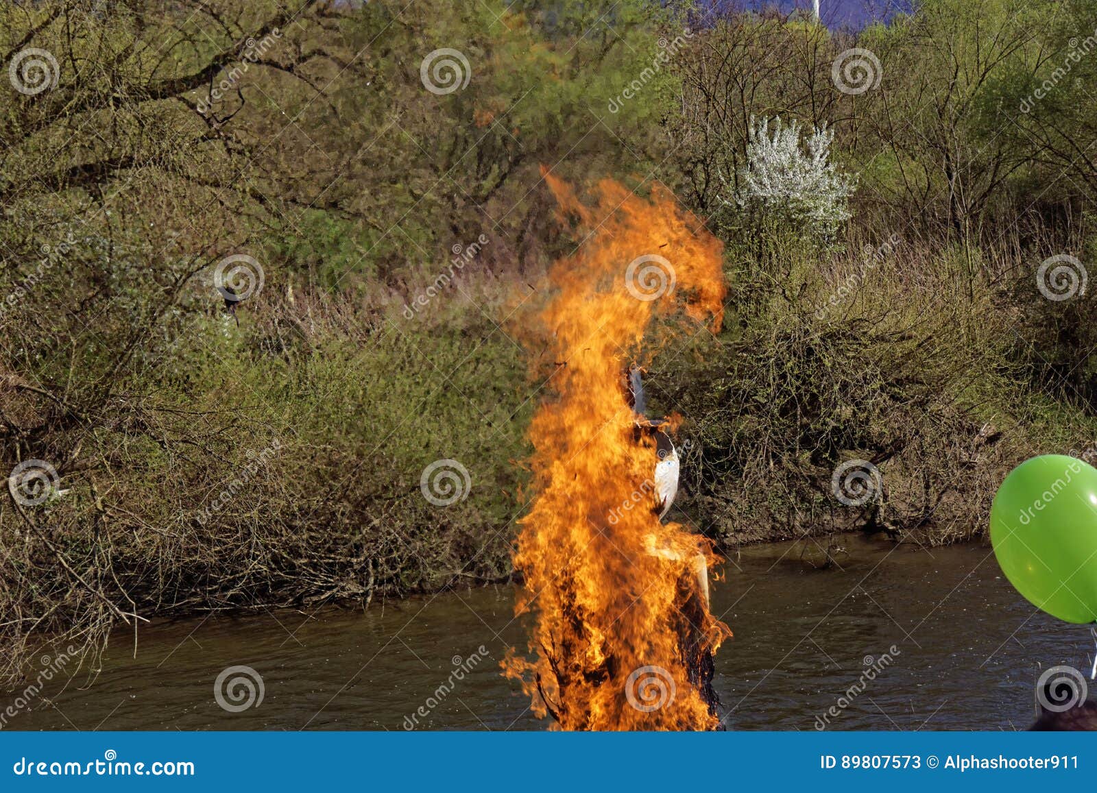 Burning Snowman Figure, German Tradition Stock Image - Image of texture ...