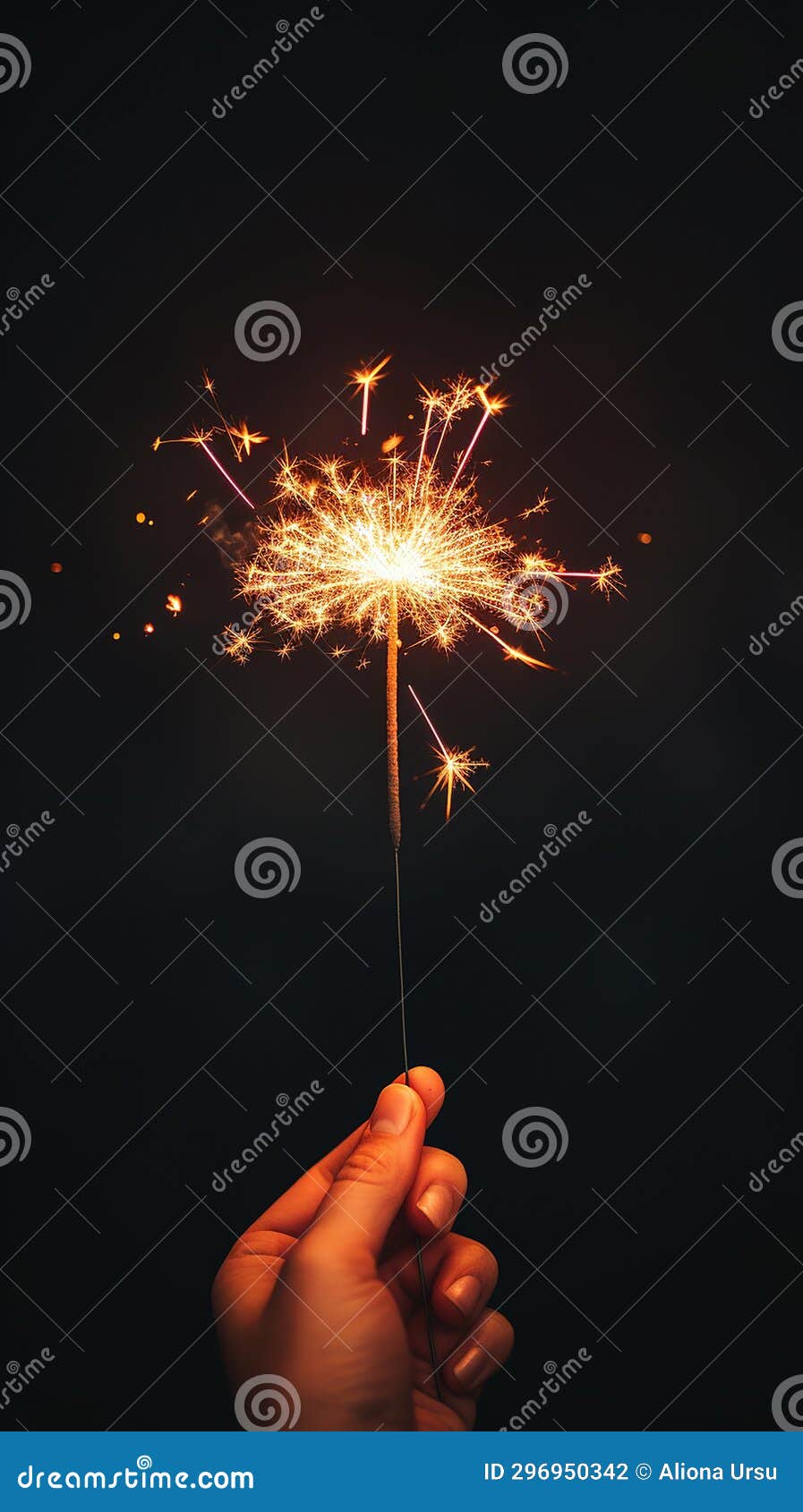 Burning Sparkler on Dark Background Stock Illustration - Illustration ...