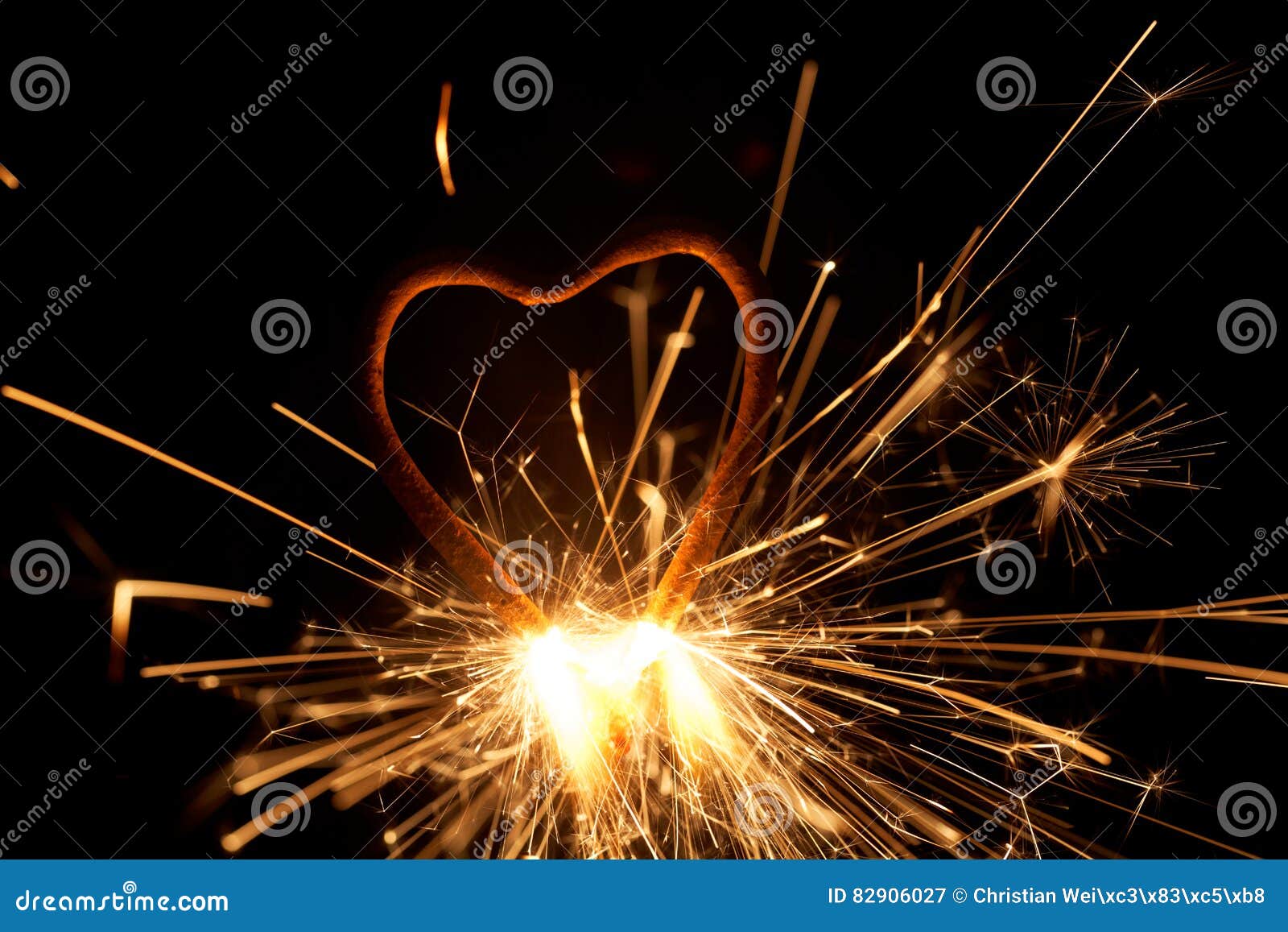 Burning Sparkler in Form of a Heart Stock Image - Image of background ...