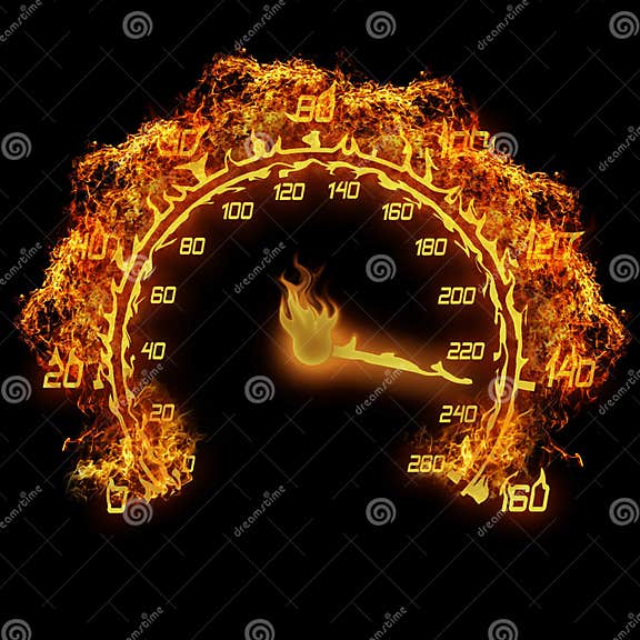 Burning speedometer stock illustration. Illustration of driving - 22847803