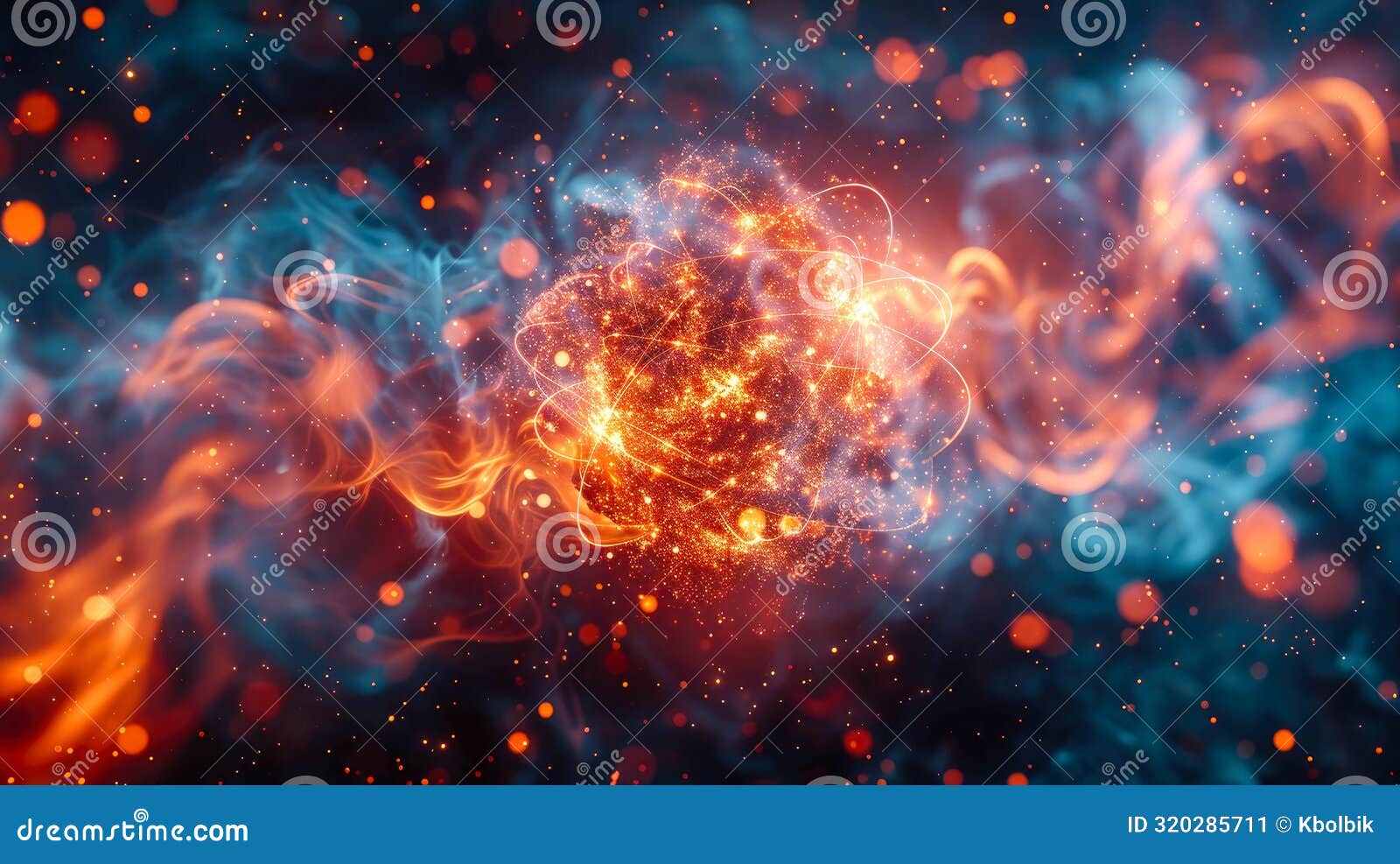 Burning Sphere with Fire on Dark Background Stock Illustration ...