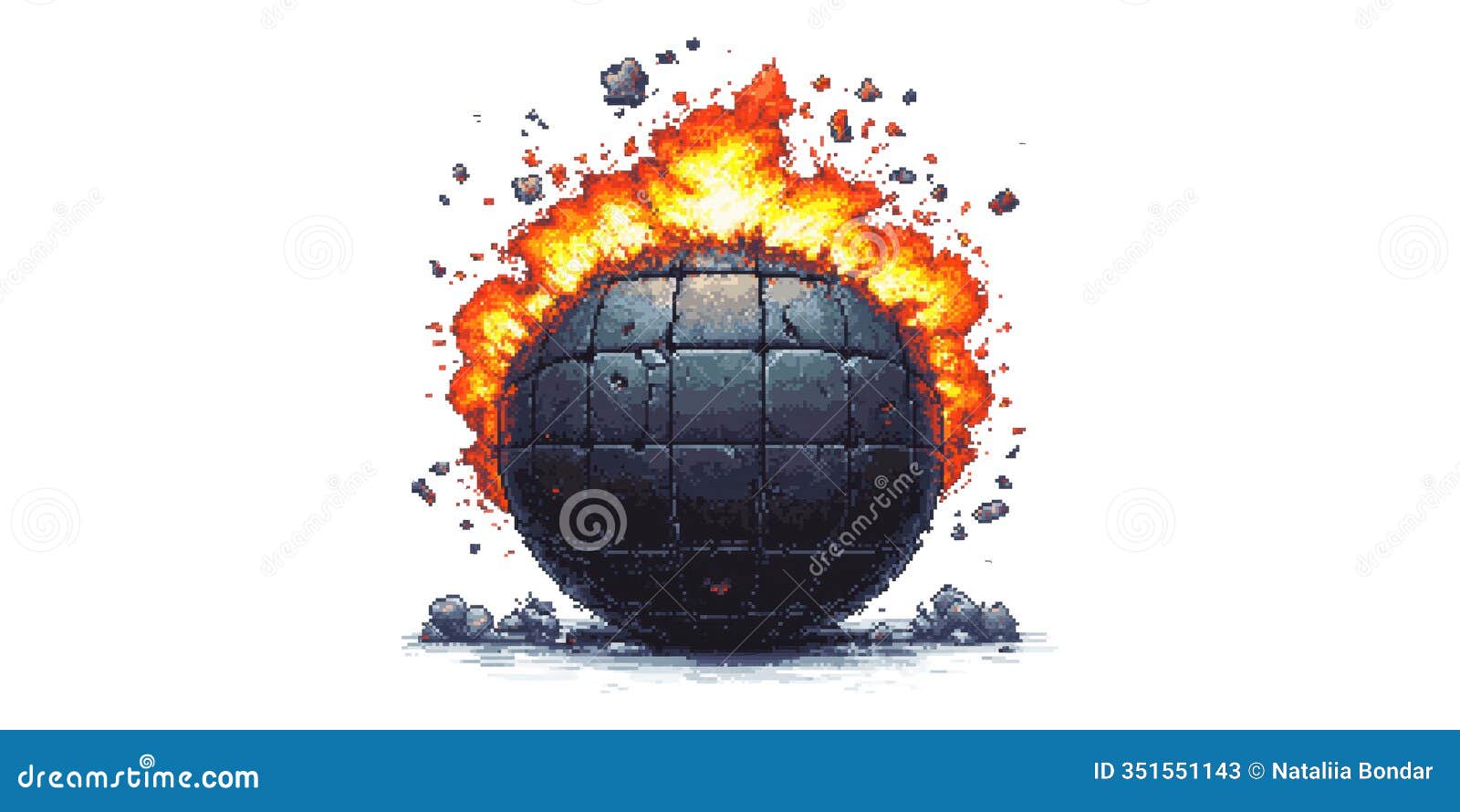 Burning Sphere Pixel Art with Flames and Sparks Isolated on Transparent ...