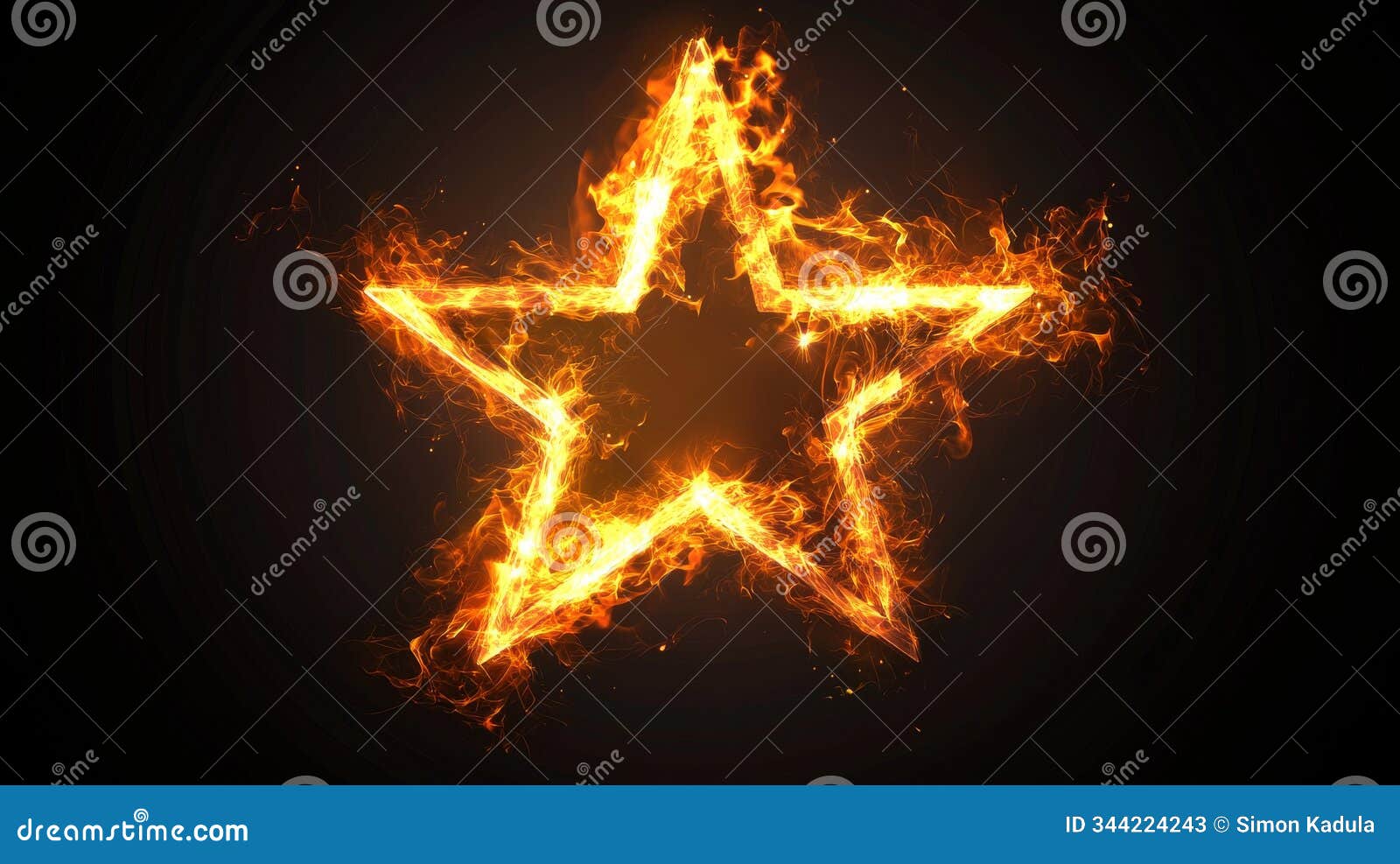 Burning Star Shape with Fiery Outline on Dark Background Stock Image ...