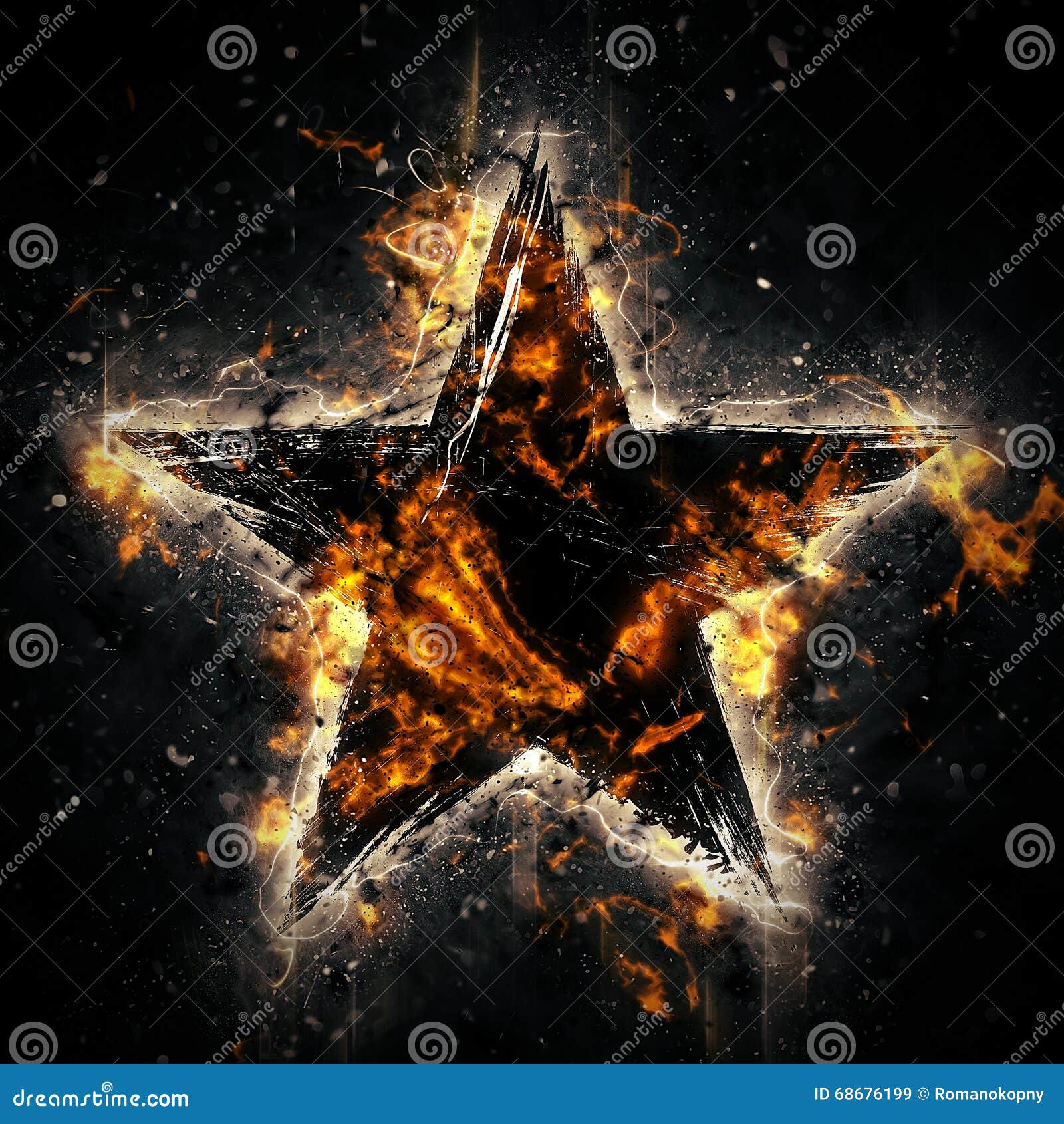 Burning star stock illustration. Illustration of decoration - 68676199
