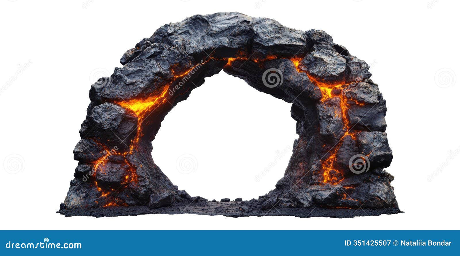 Burning Stone Arch with Lava Details Isolated on Transparent Background ...