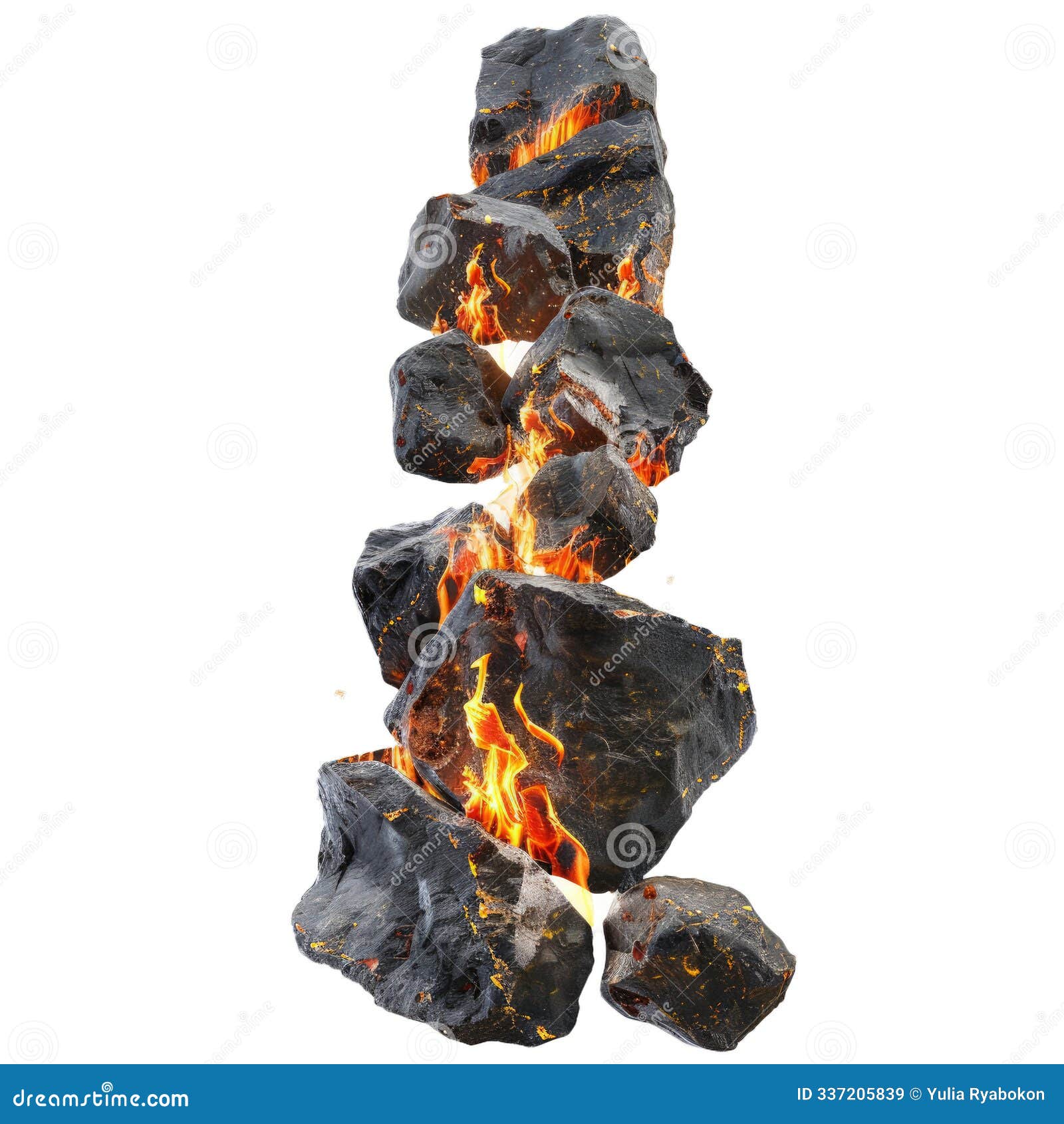Burning Stones Falling Down on White Background Stock Image - Image of ...