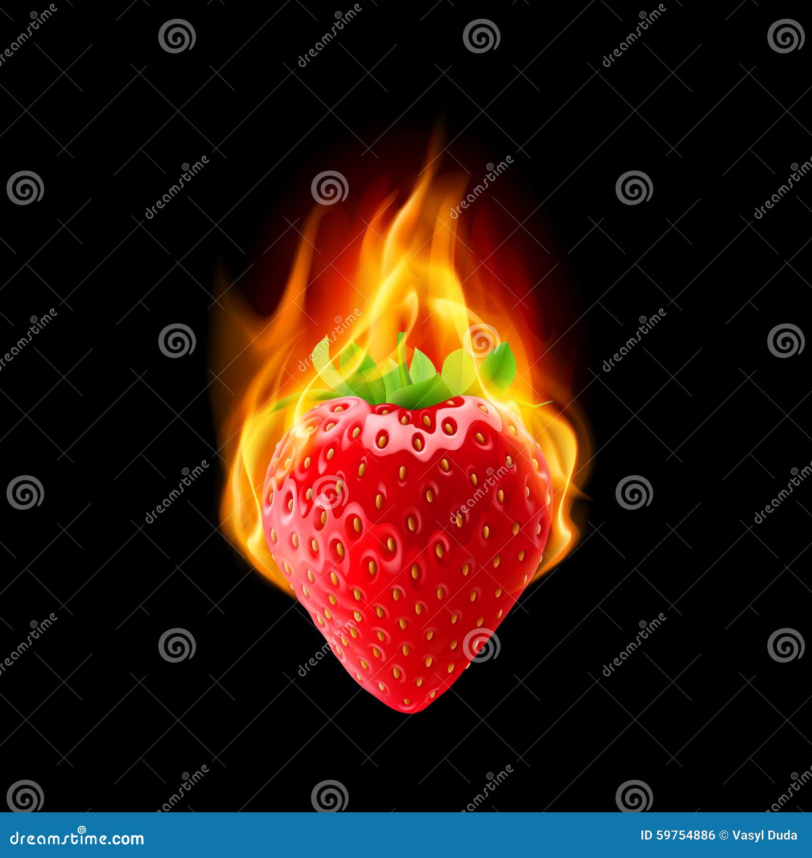 Burning strawberry stock vector. Illustration of design - 59754886