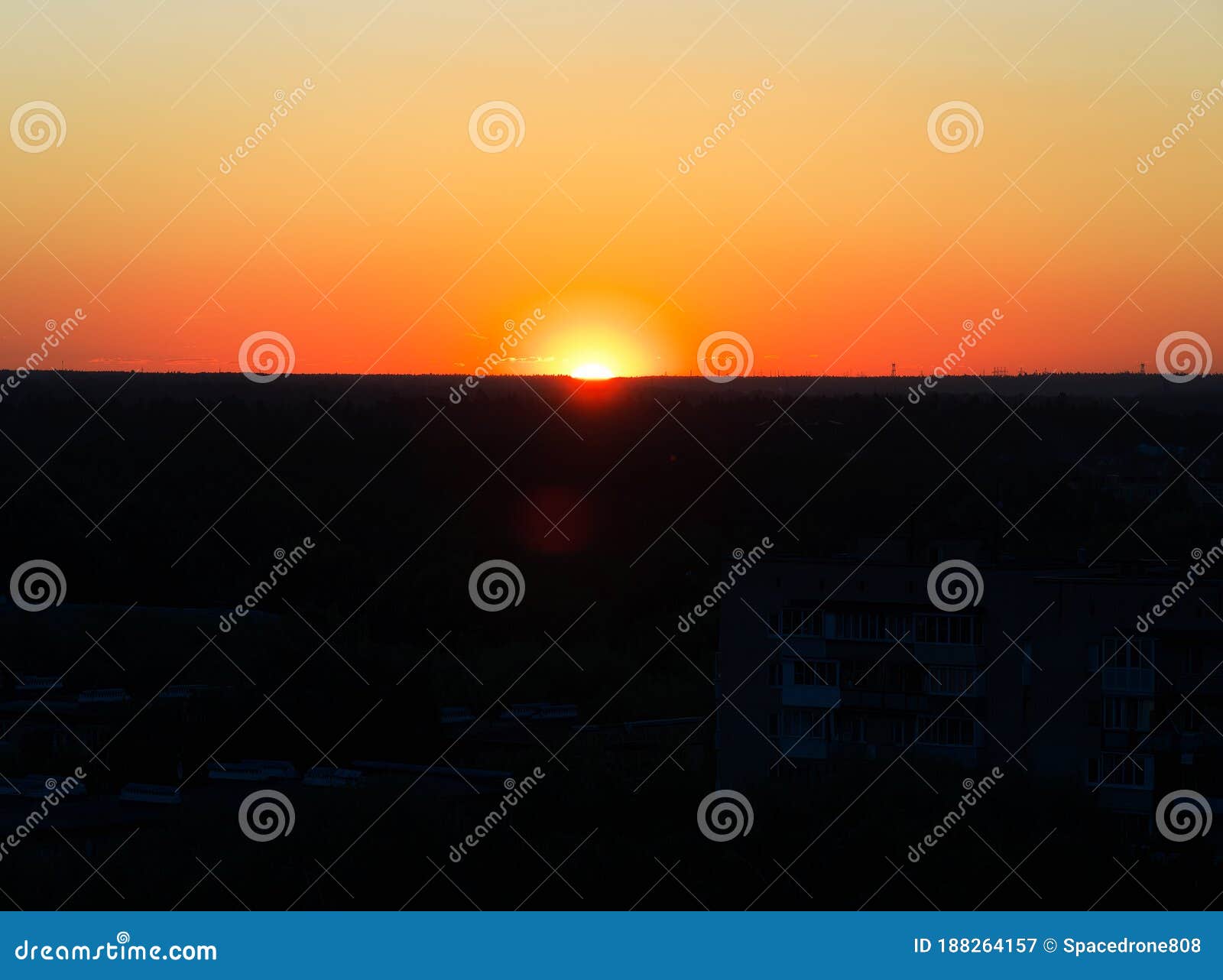 Burning Sunset Illuminating the Horizon Line Background Stock Image ...