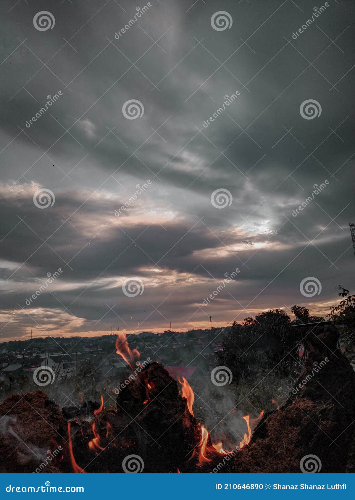 Burning Sunset stock photo. Image of fire, lanscape - 210646890