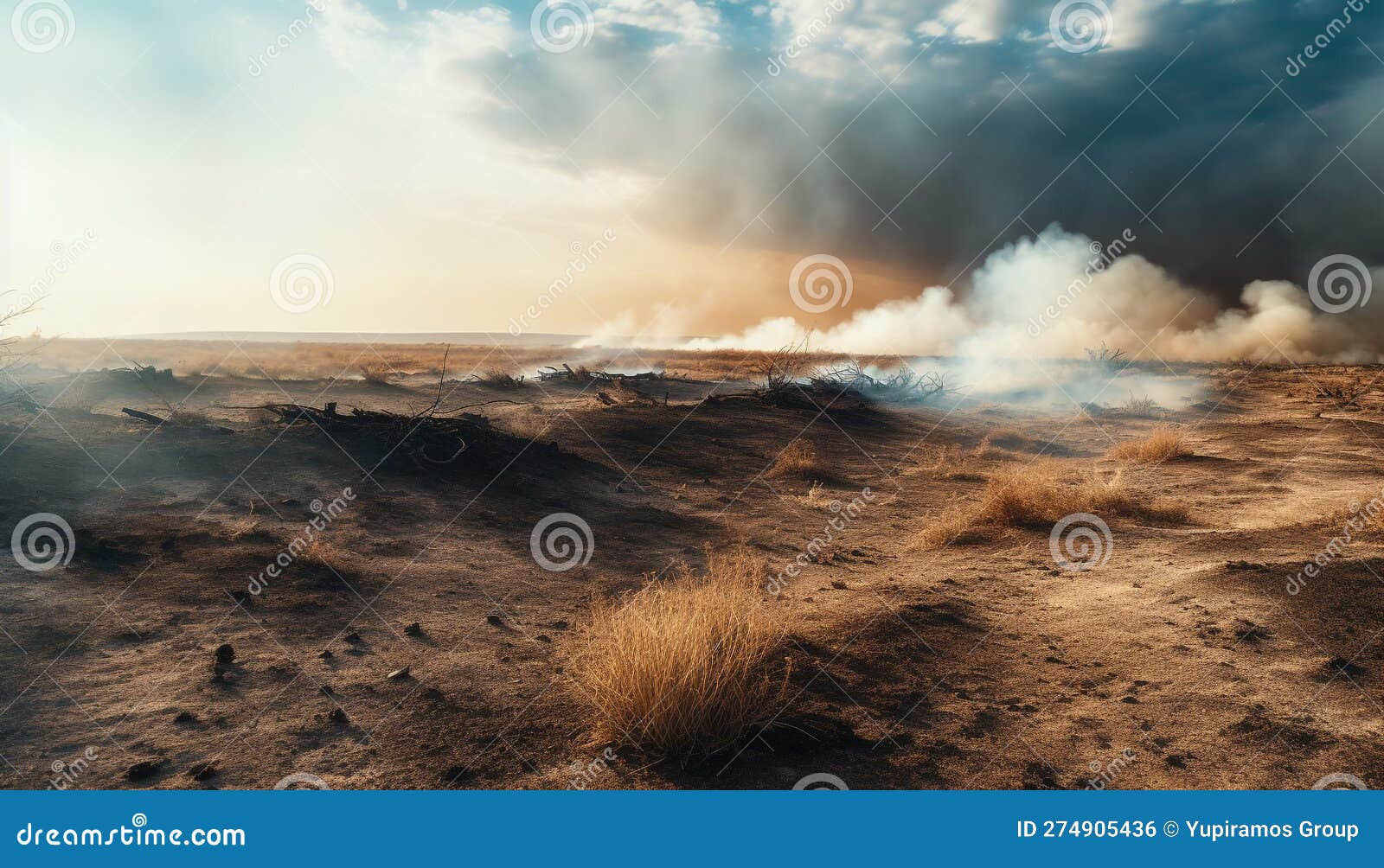 Burning Sunset Over Polluted Industrial Landscape, Danger Ahead ...