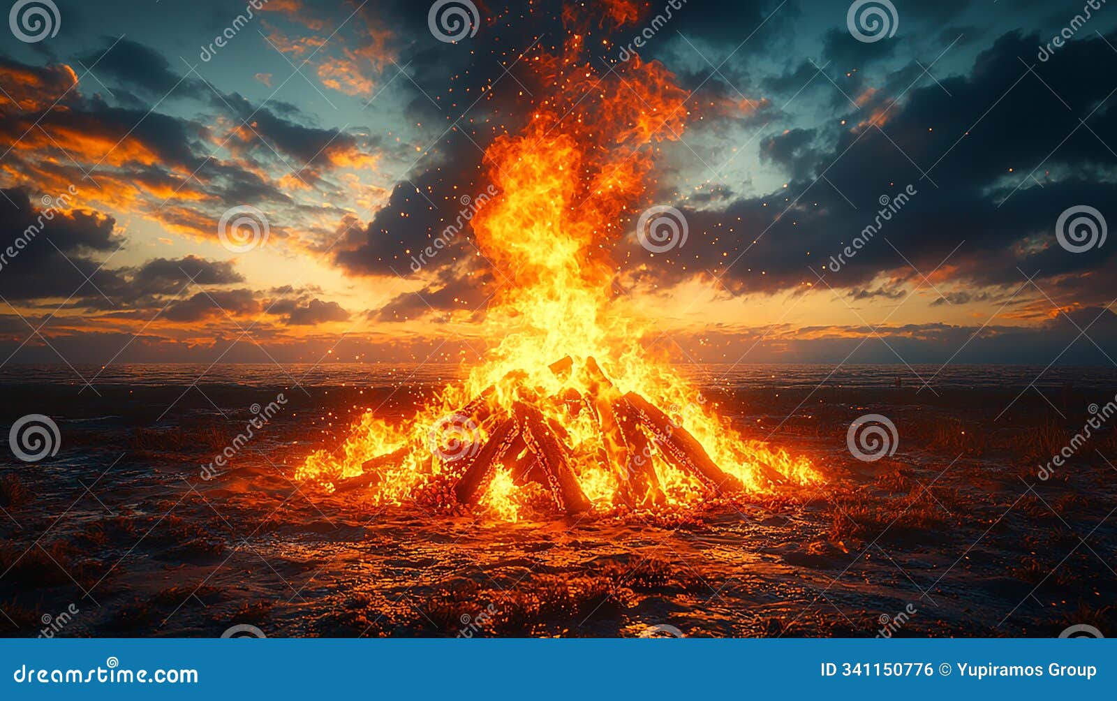 Burning Sunset Sky, Nature Fiery Inferno Exploding Generated by AI Stock Photo - Image of ...