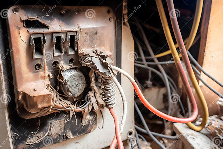 Burning Switchboard from Overload or Short Circuit on Wall. Circuit ...