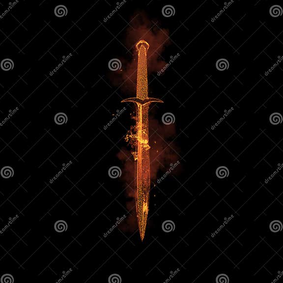 Burning Sword with Fire Effect 3D Illustration Stock Illustration ...