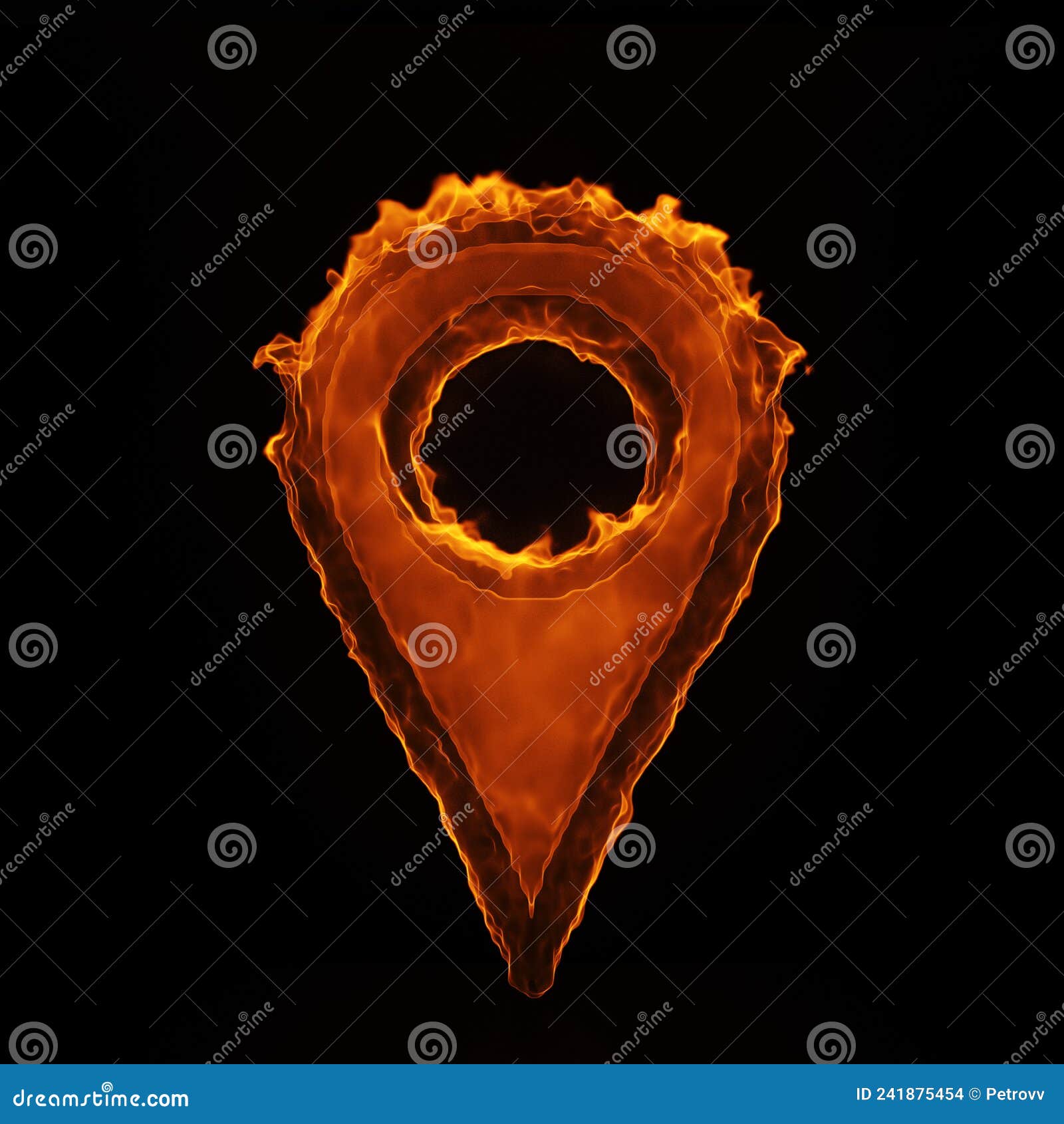 Burning symbol map pin stock illustration. Illustration of icon - 241875454