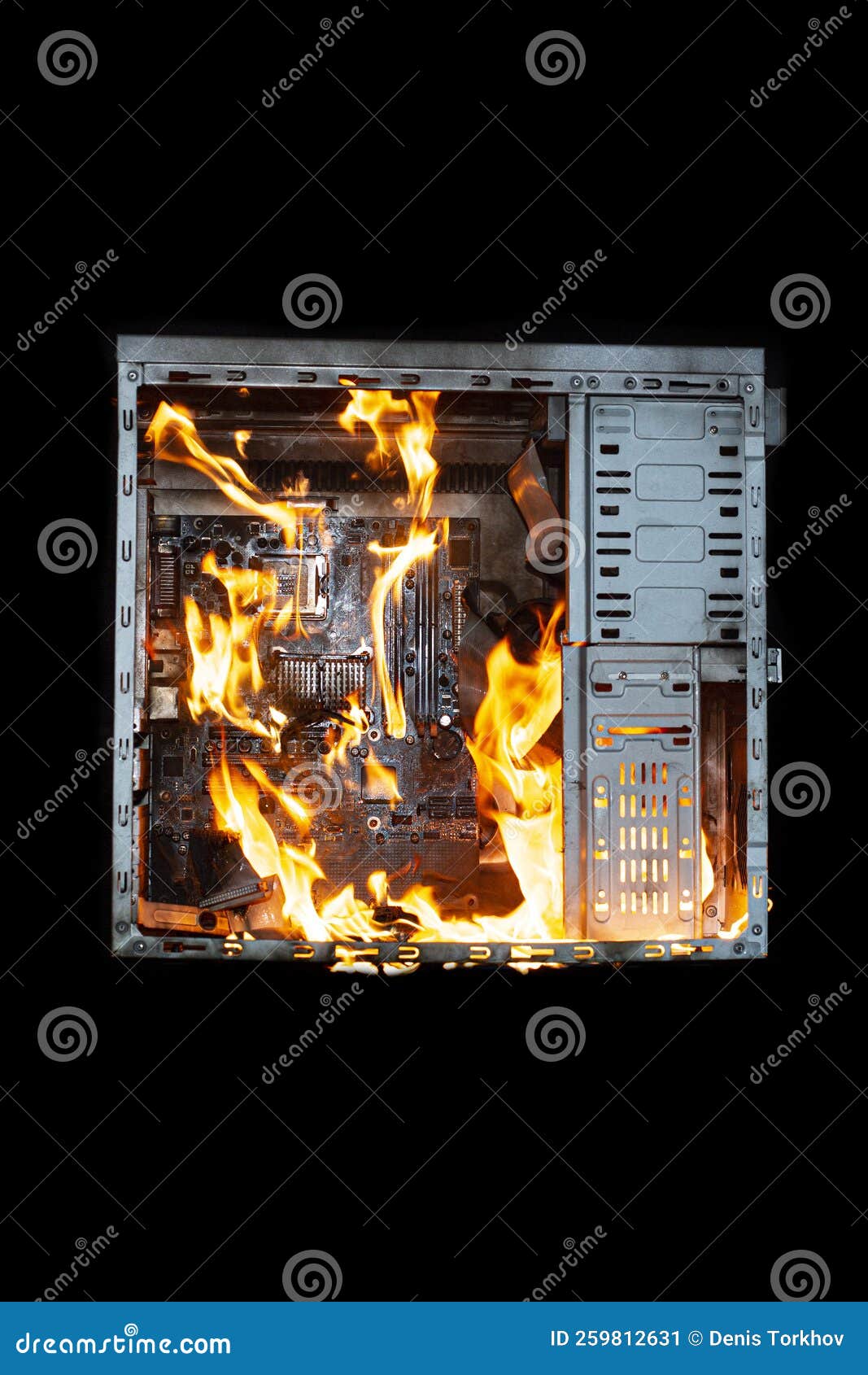 A Burning System Unit from a Computer from a Short Circuit and a Power ...