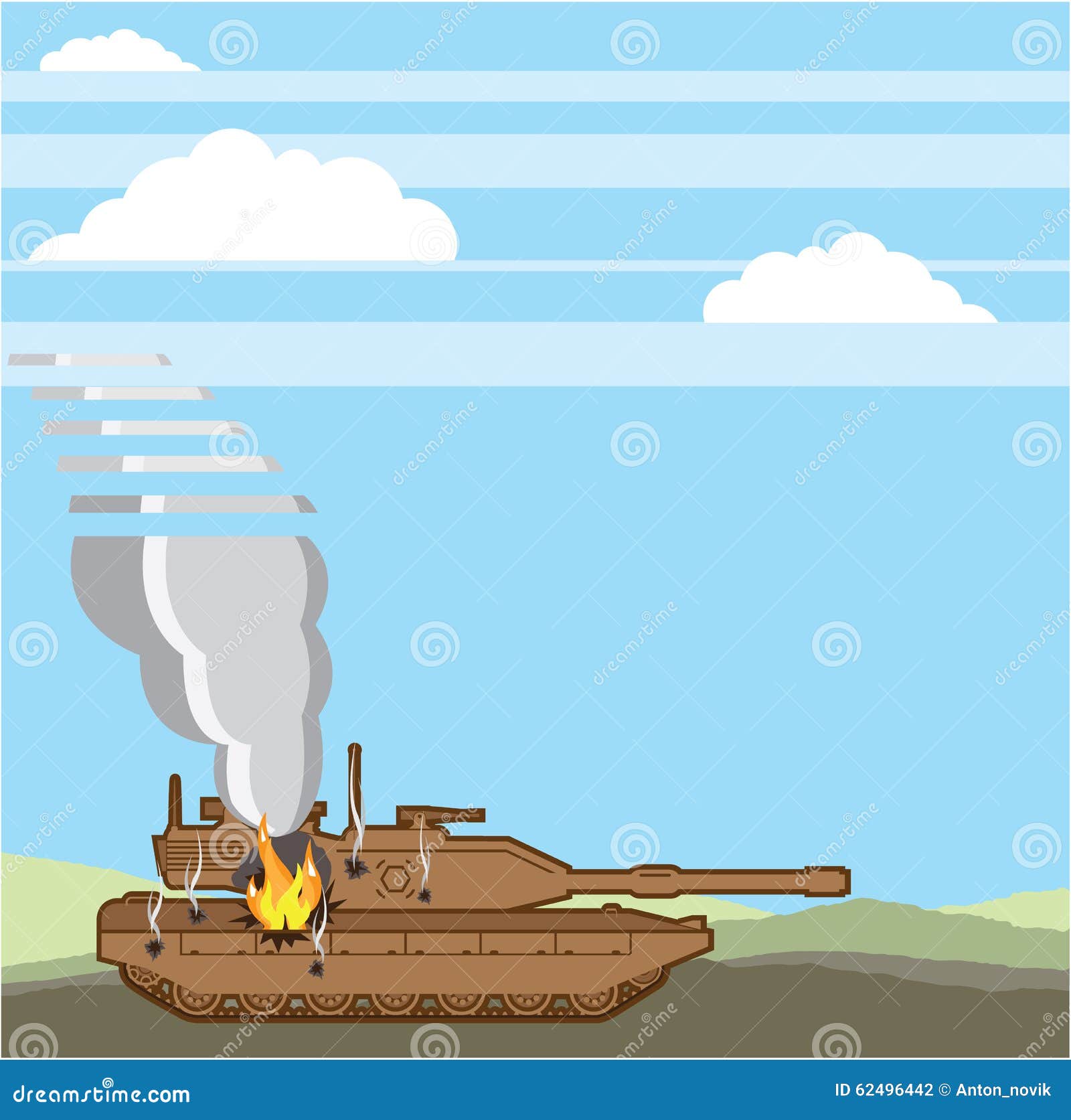 Burning Tank vector stock vector. Illustration of fire - 62496442