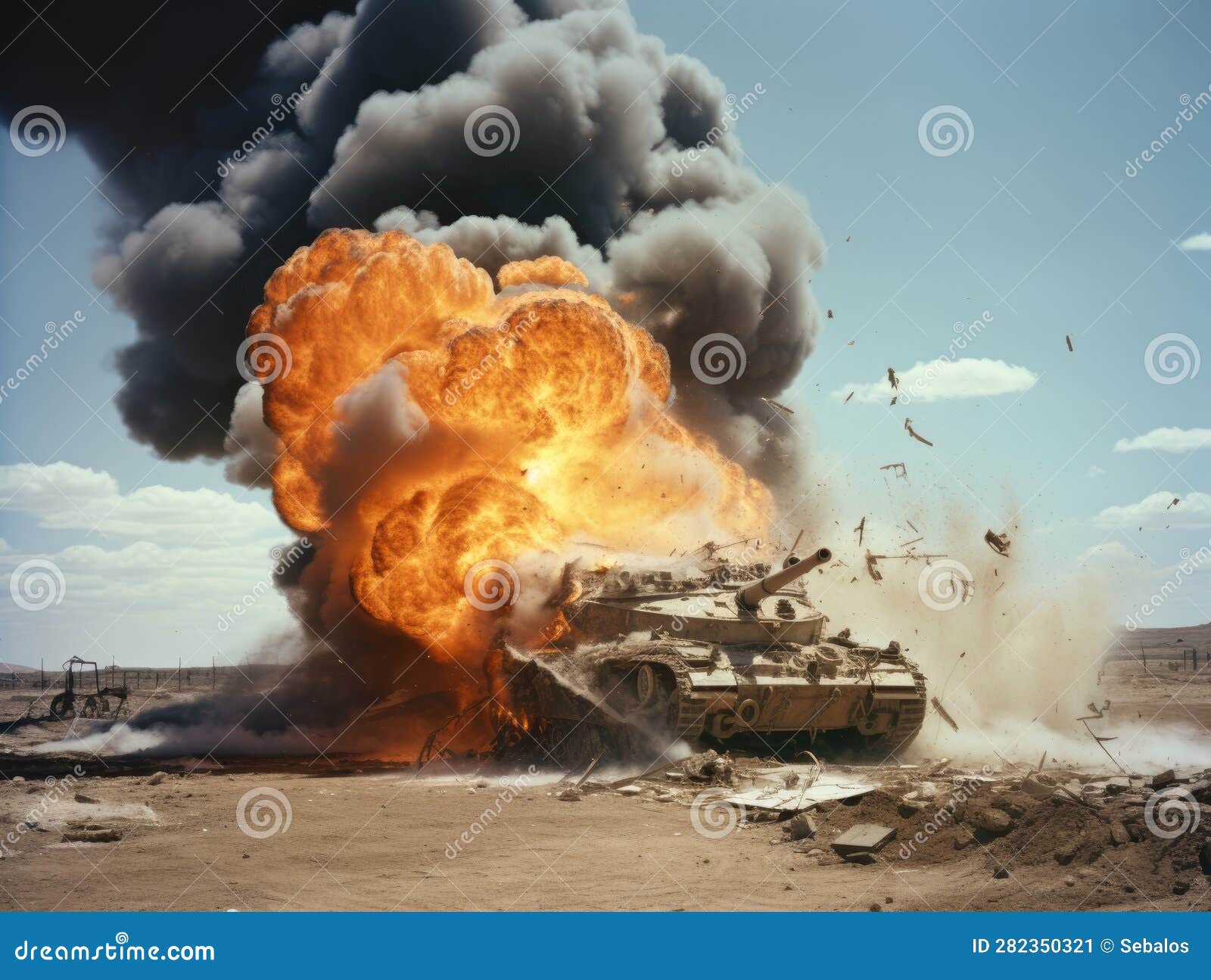 A Burning Tank during a War Stock Illustration - Illustration of tank ...