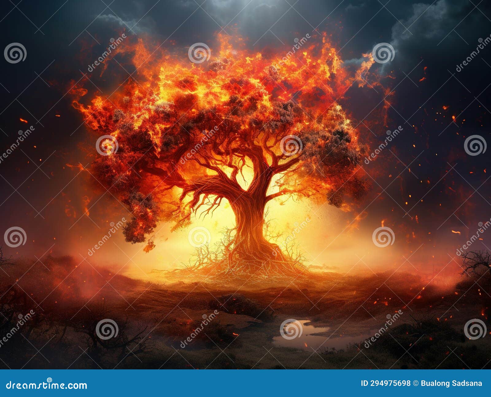 The Burning Thorn Bush Made with Generative AI Illustration Stock Photo ...