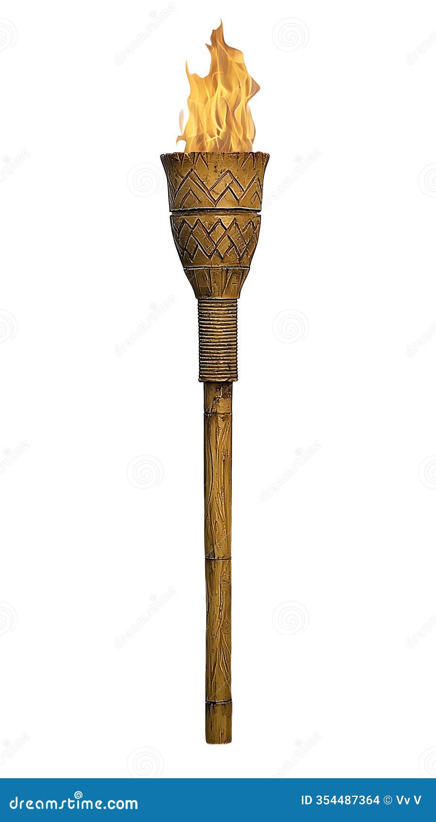 Burning Tiki Torch with Intricate Carvings Stock Illustration ...