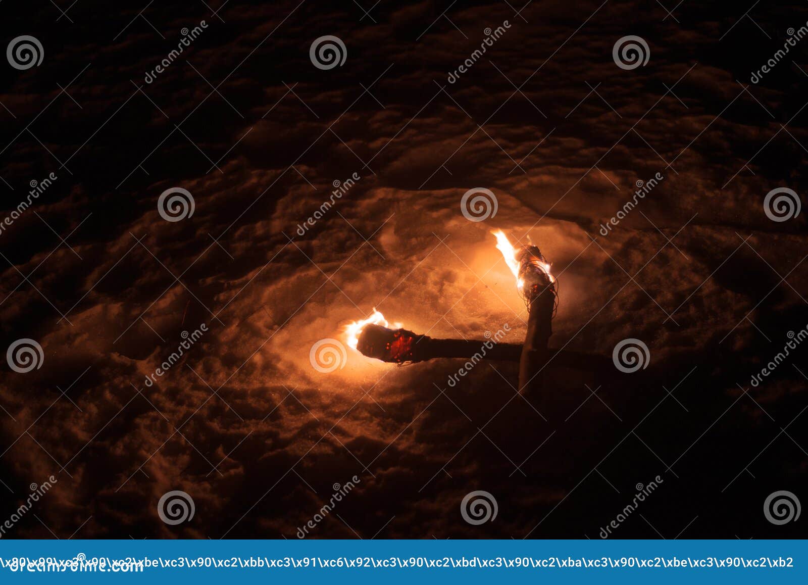 Burning Torch in the Cold Winter Stock Image - Image of cold, glow ...
